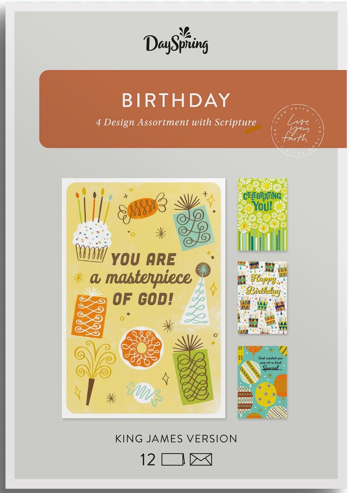 Amazon.com : DaySpring - Birthday - 4 Festive Design Assortment With ...