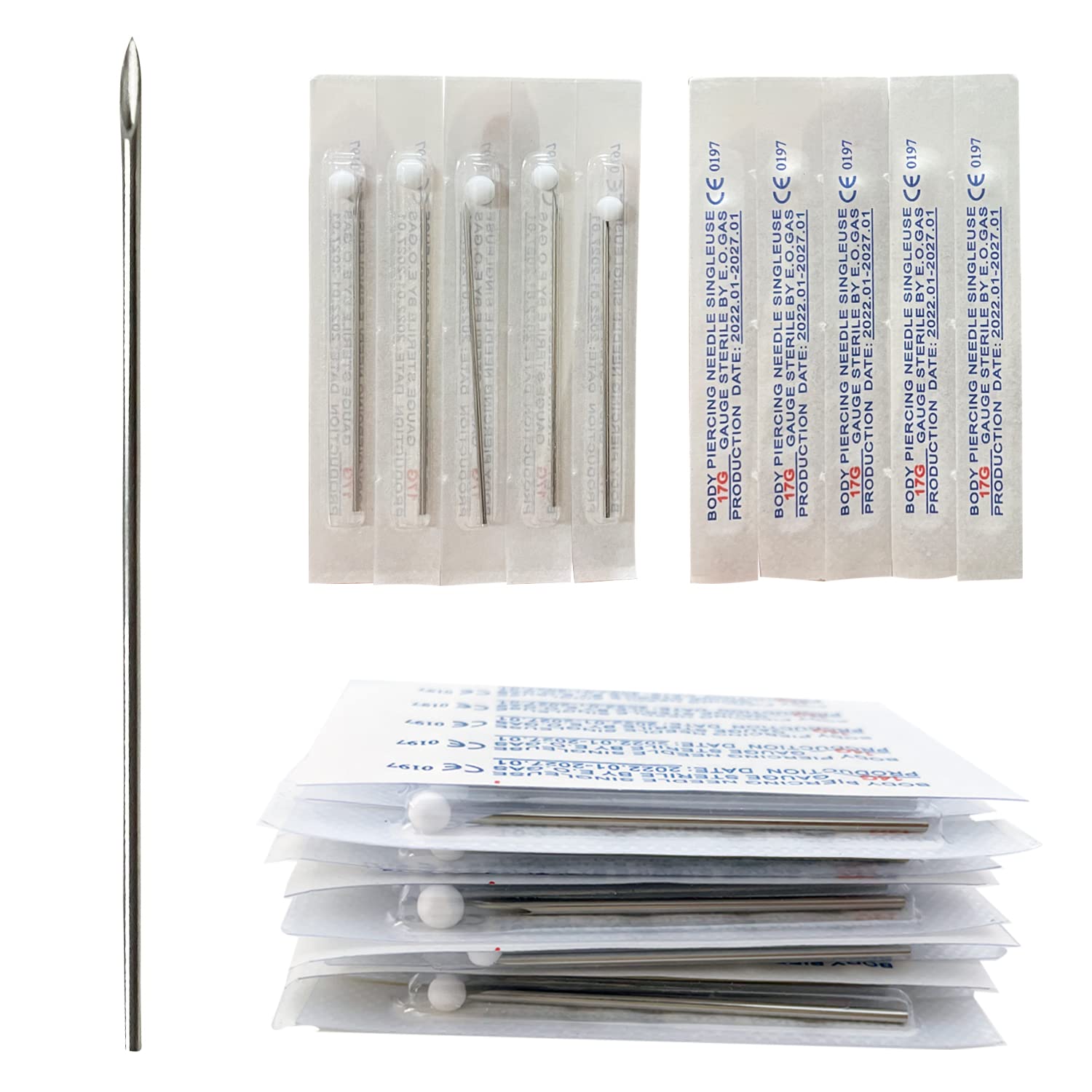 Amazon.com: Piercing Needles,40PCS 17G Surgical Steel Sterile ...