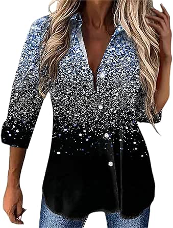 Pailletten Bluse Damen Glitzer Tops Oberteile Elegant Festliche ...