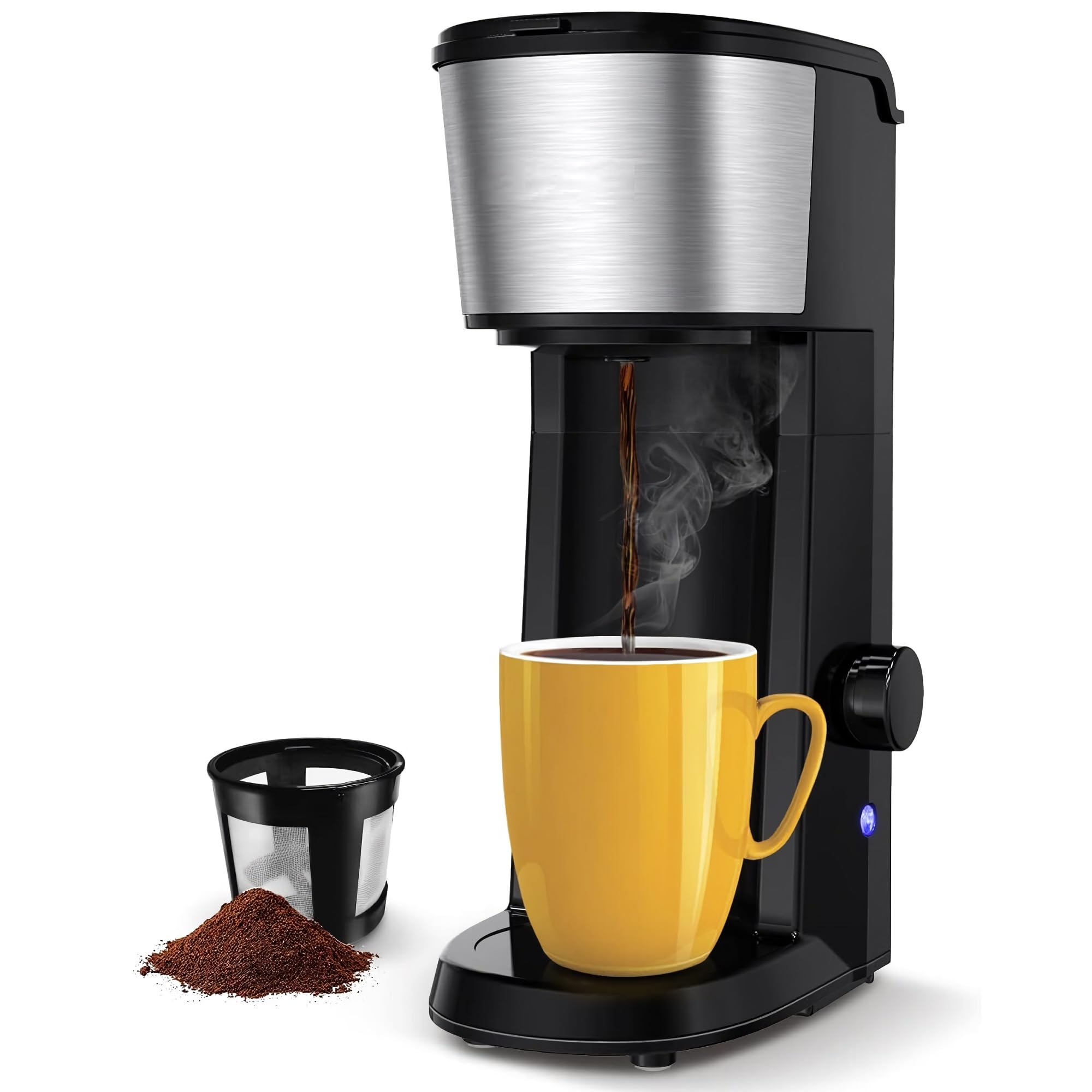 Single Serve Coffee Maker, 14oz Compact Coffee Machine with Auto Shut ...