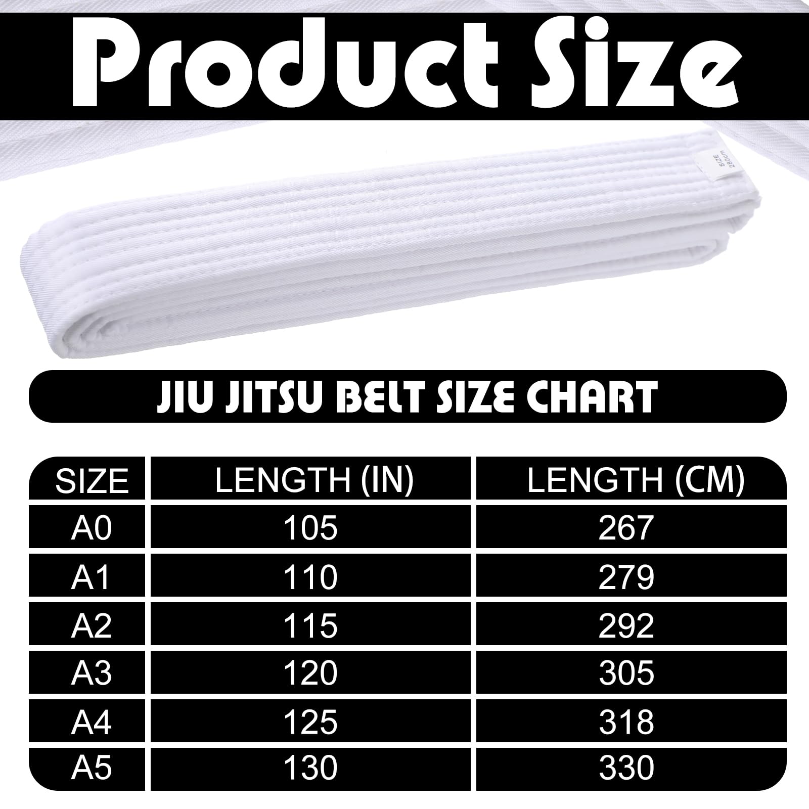Martial Arts Belt Size Chart