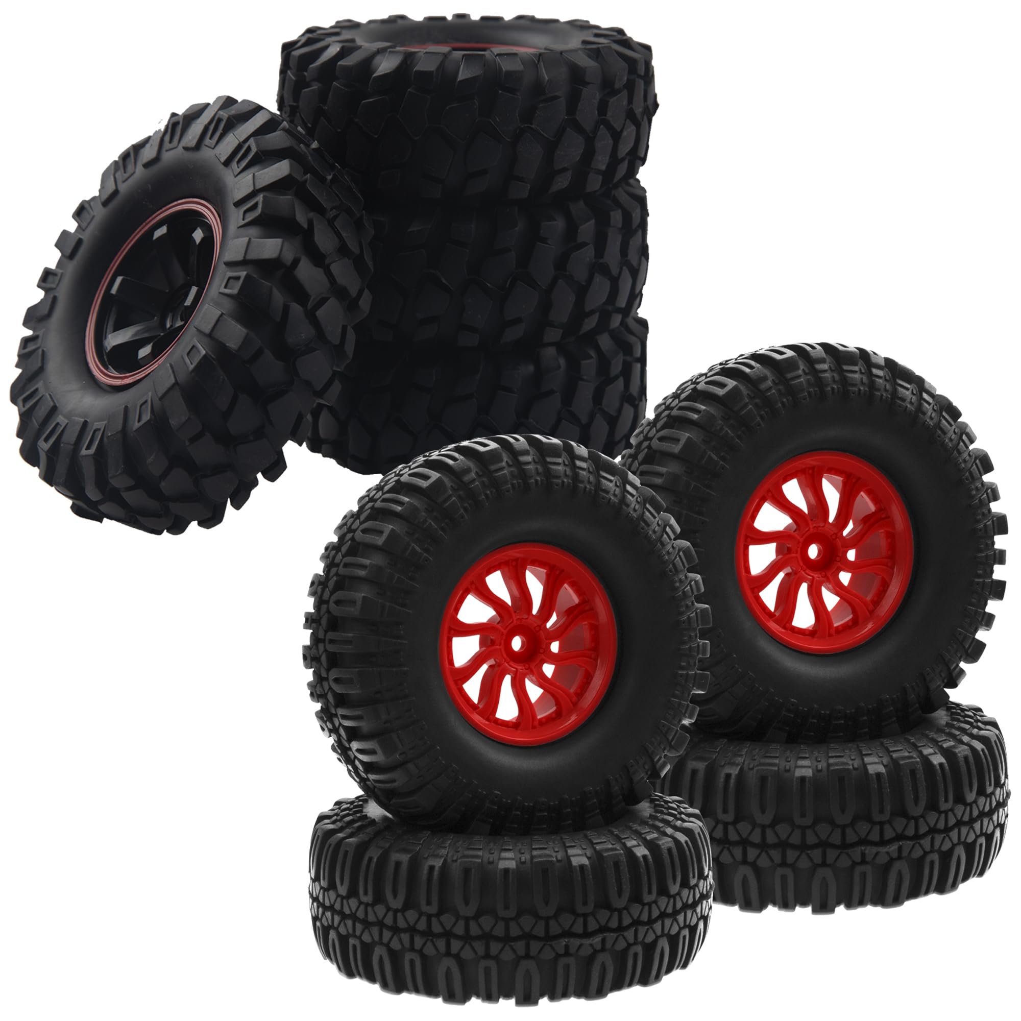 Amazon.com: 6-Spoke 1.9" Rubber Tires 108mm Wheels & 12mm Hex Hub Wheel ...