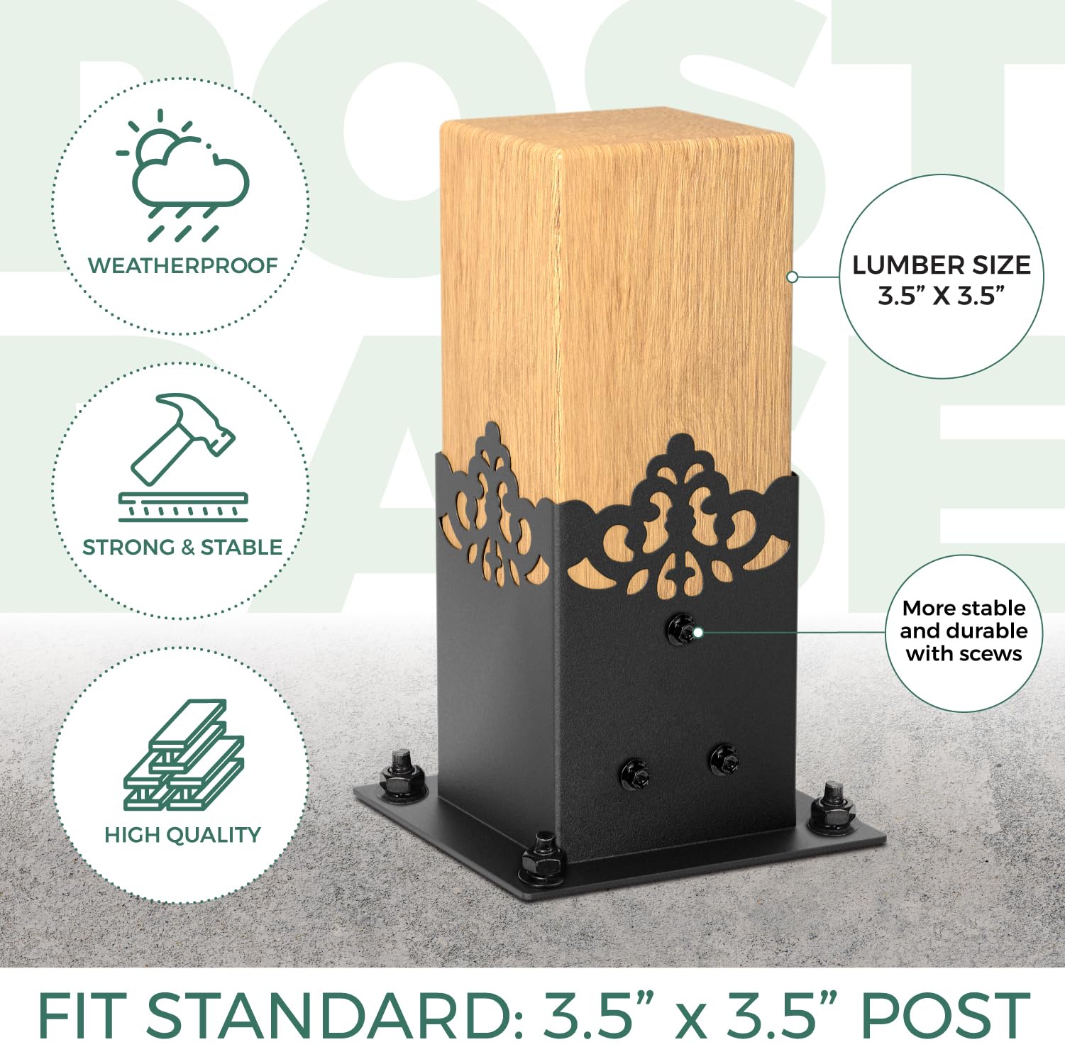 Snapklik.com : Creative Design 4x4 Square Bracket Post Base For Fence ...