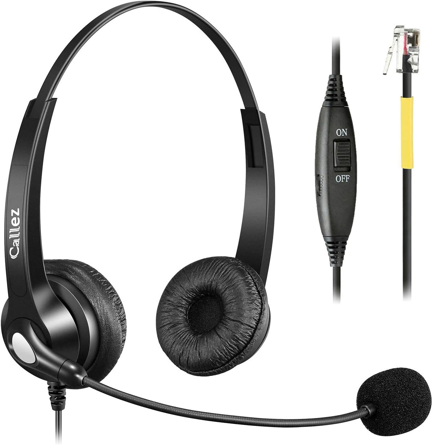 Landline Phone Headset with Microphone Noise Cancelling, RJ9 Telephone ...