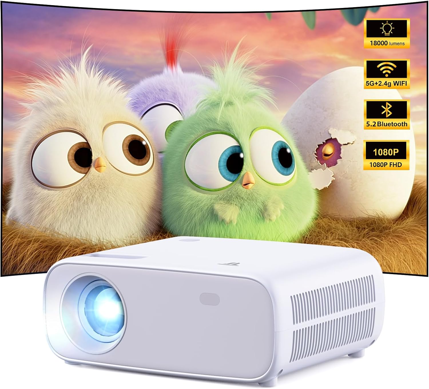 Mini Projector with Dual Band WiFi and Bluetooth 5.2, Full HD 1080P ...