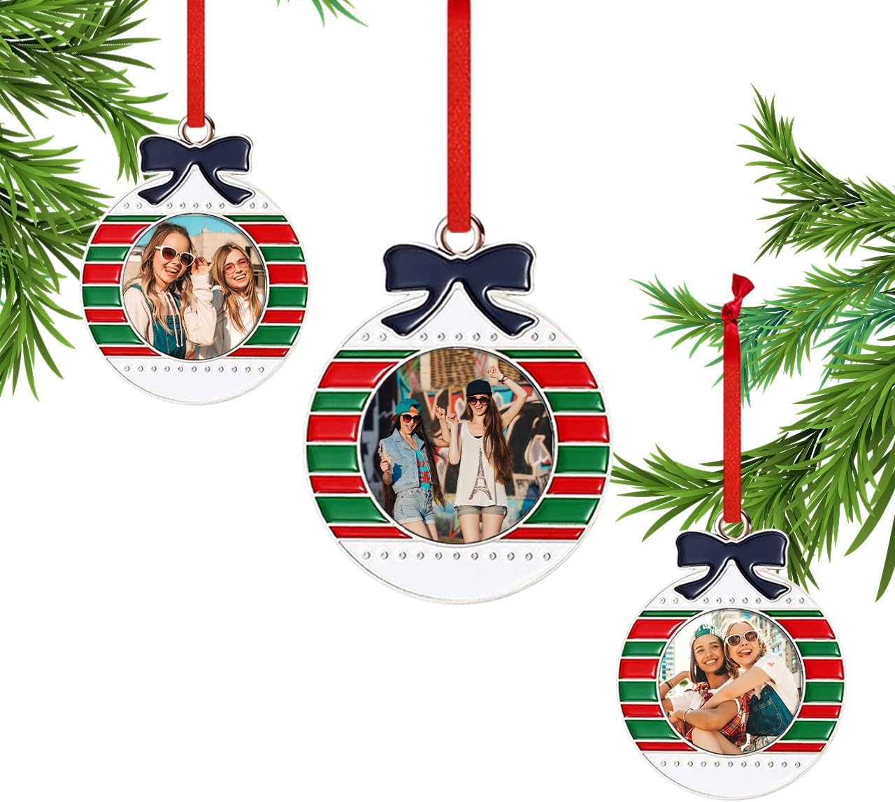 Amazon.com: 3 Pieces Photo Frames Personalized Metal Christmas Ornament ...