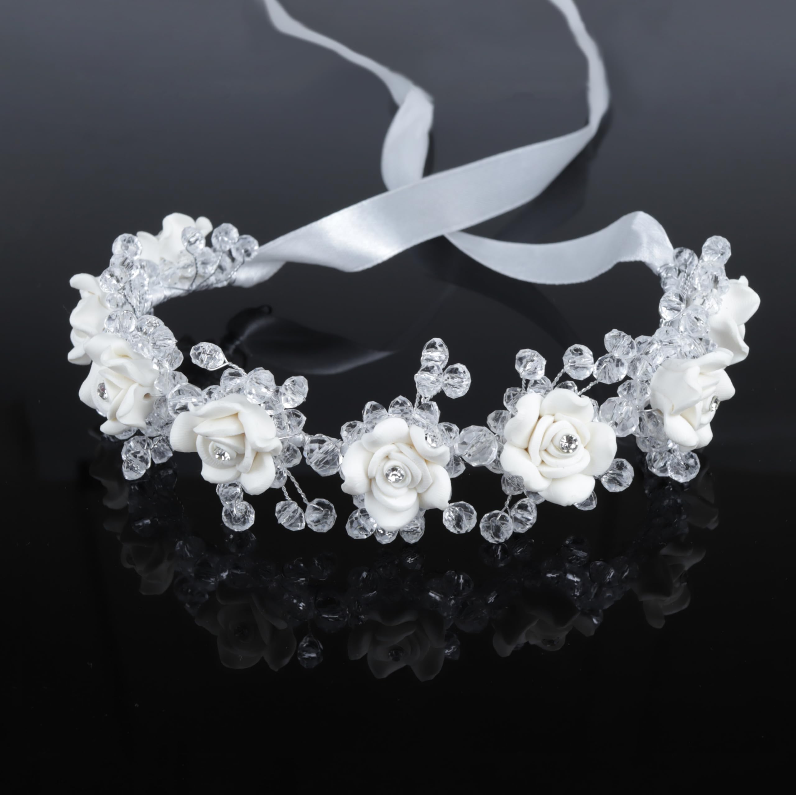 Amazon.com : White Flower Hair Vine, Bridal, Wedding, First Communion ...