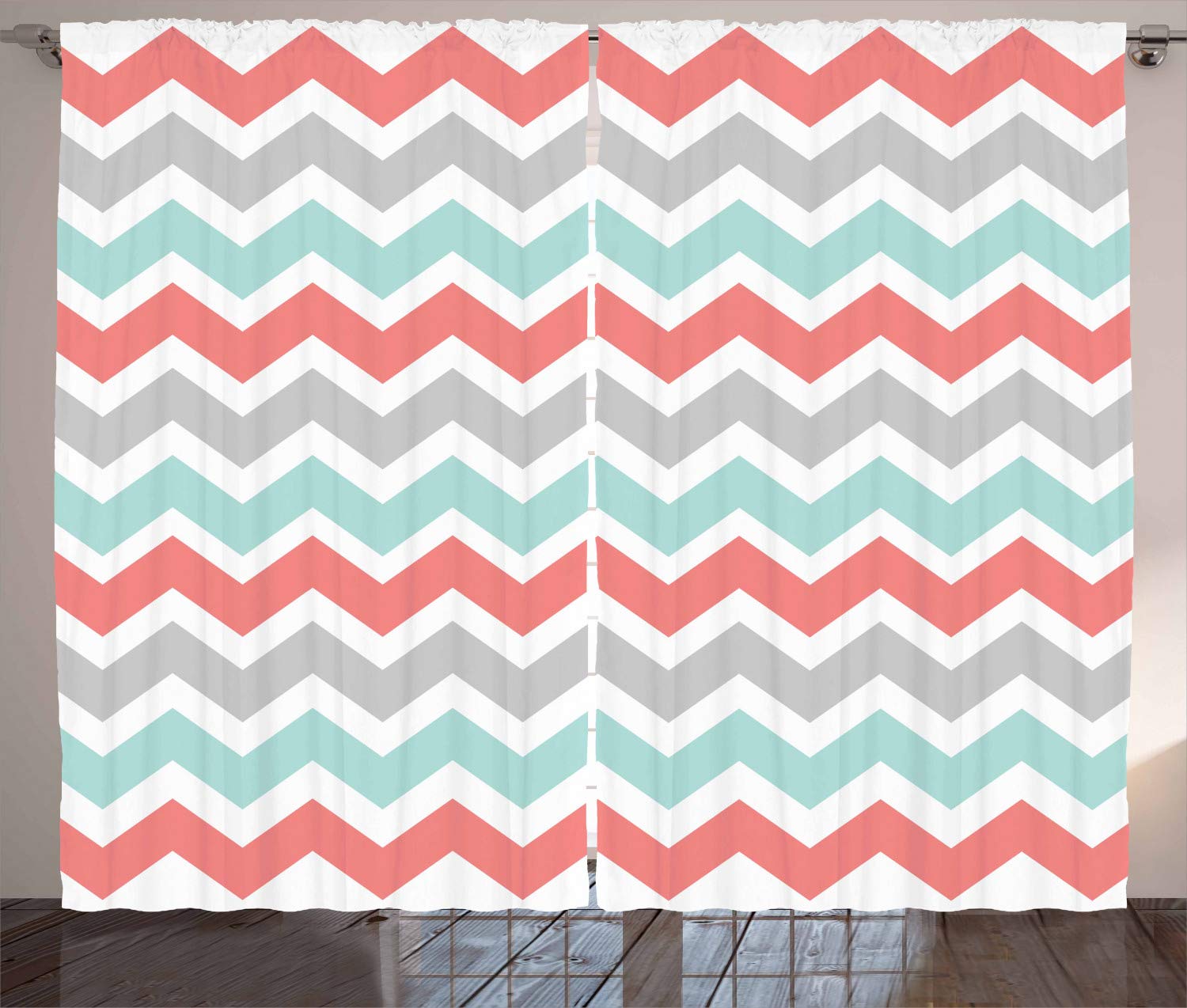Turquoise And Coral Chevron