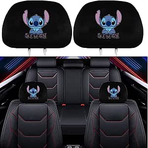 Amazon.com: 2pcs Fit Stitch Headrest Covers,Soft Black Fabric Head Rest ...
