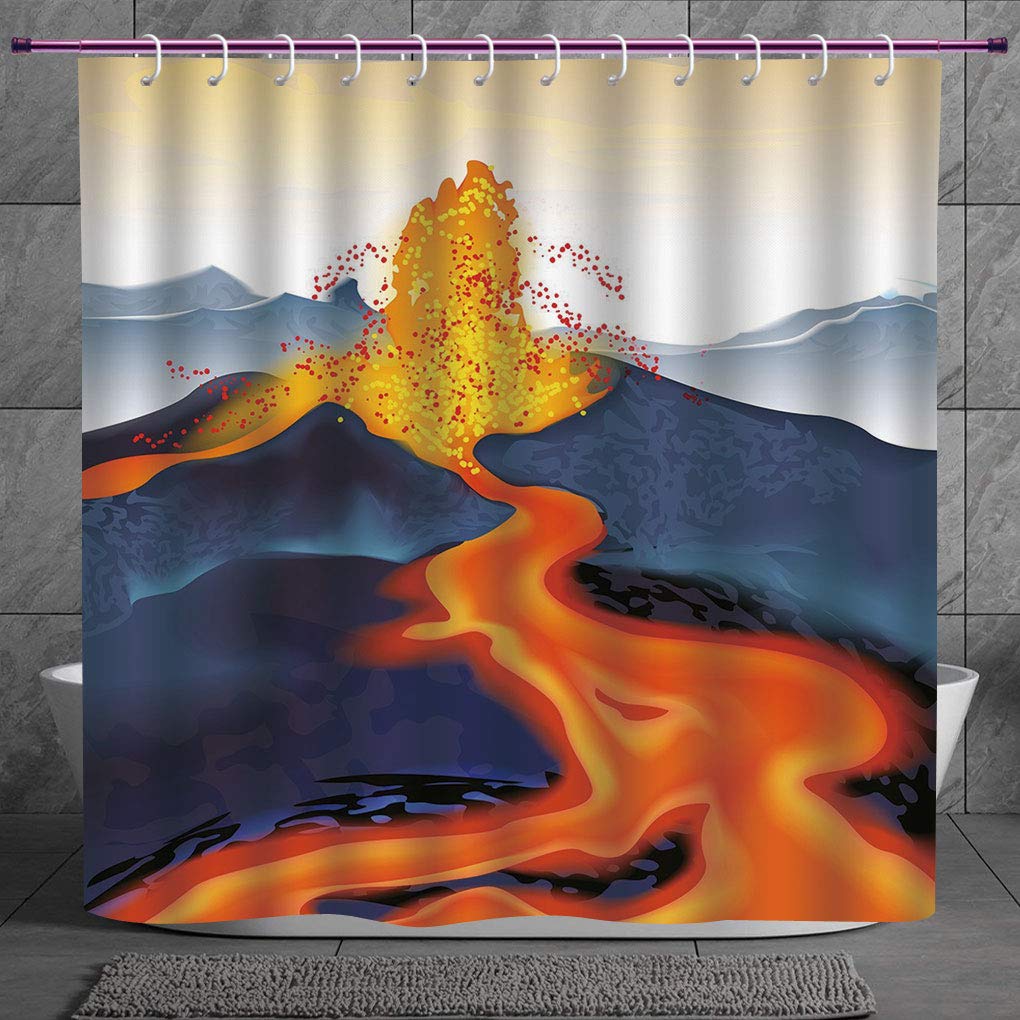 SCOCICI Funky Shower Curtain 2.0 [ Volcano,Vibrant Graphic Display of ...