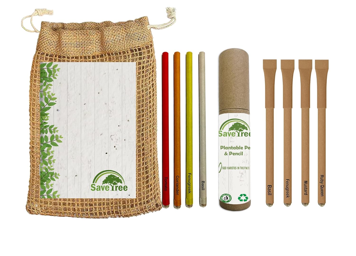 ecosave Plantable Combo Kit, 4 Seed Pen + 4 Seed Pencil in a Box + 1 ...