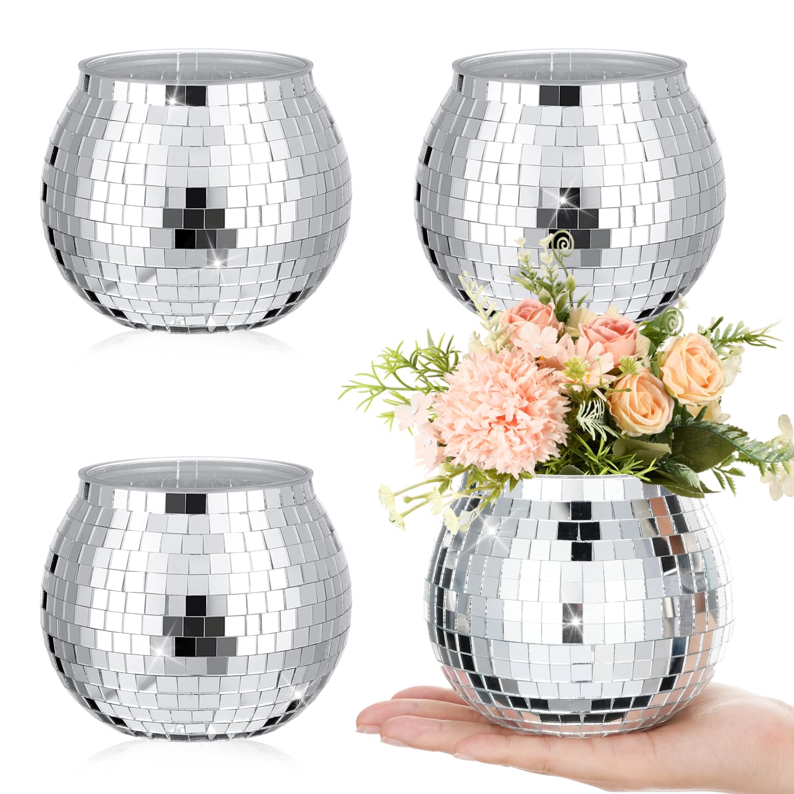 Amazon.com: Yungyan 4 Pcs Disco Ball Flower Vase Disco Ice Bucket ...