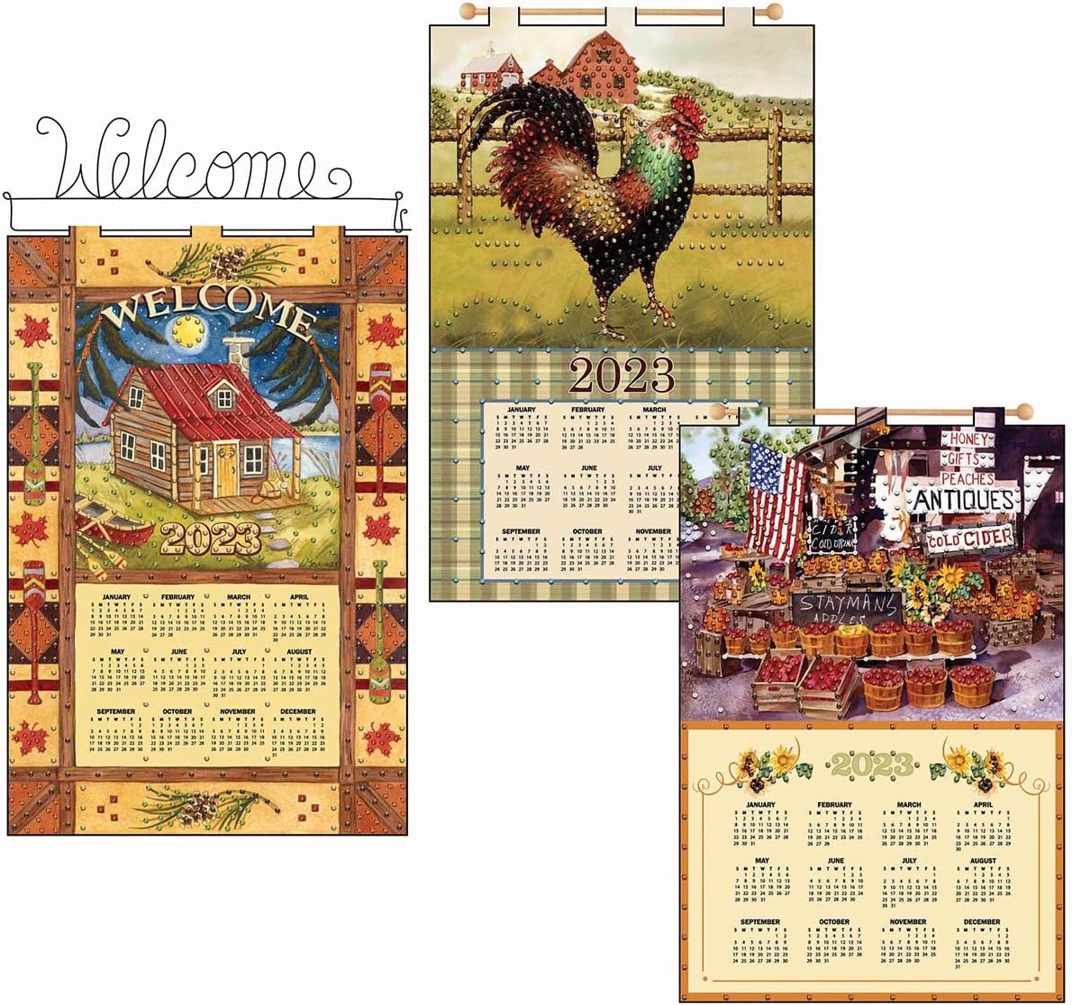 Amazon.com: Design Works Rustic Calendar Bundle with Free Hanger Felt ...