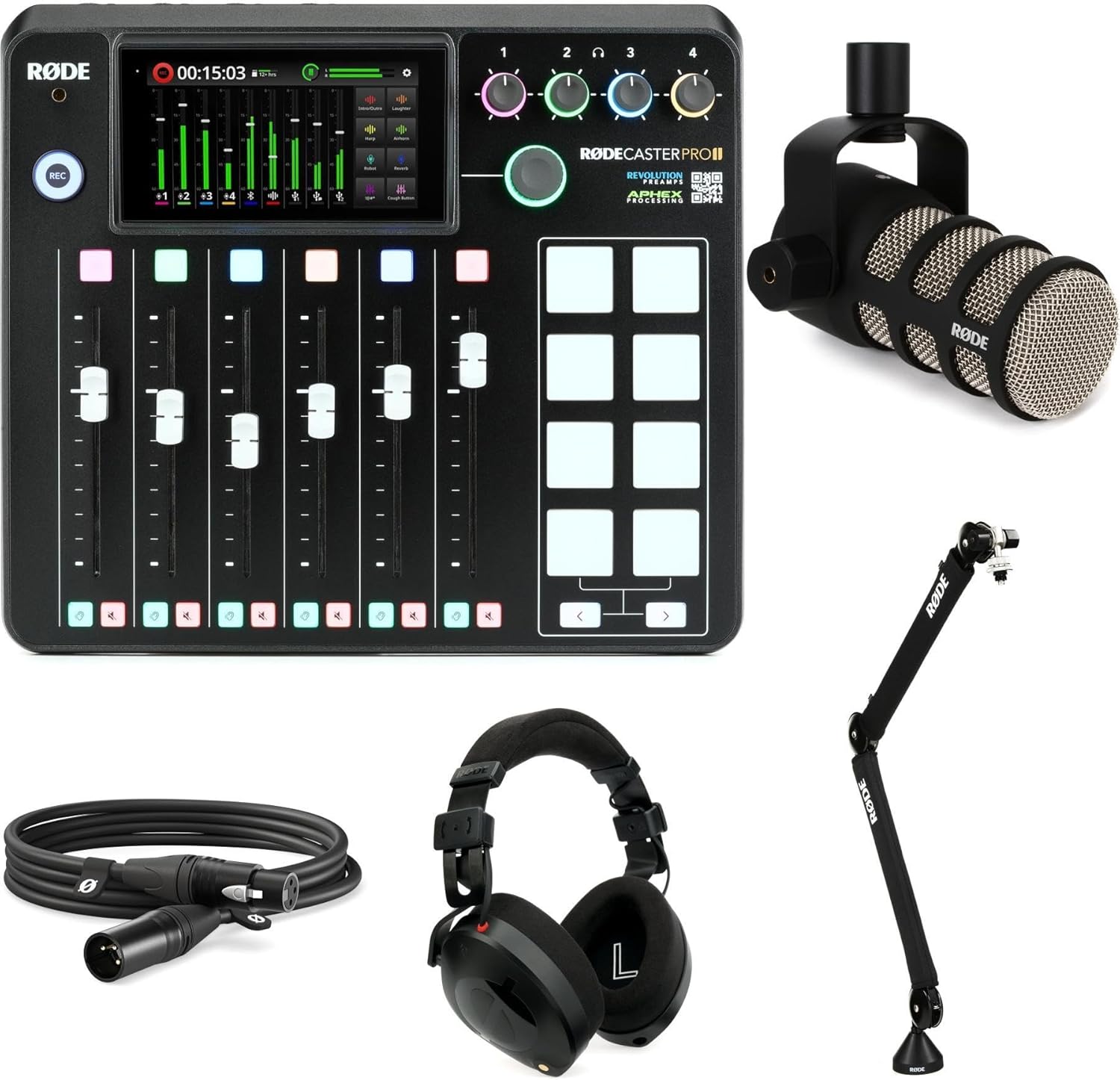 Amazon.com: Rode Rodecaster Pro II and PodMic Microphone Podcast Bundle ...