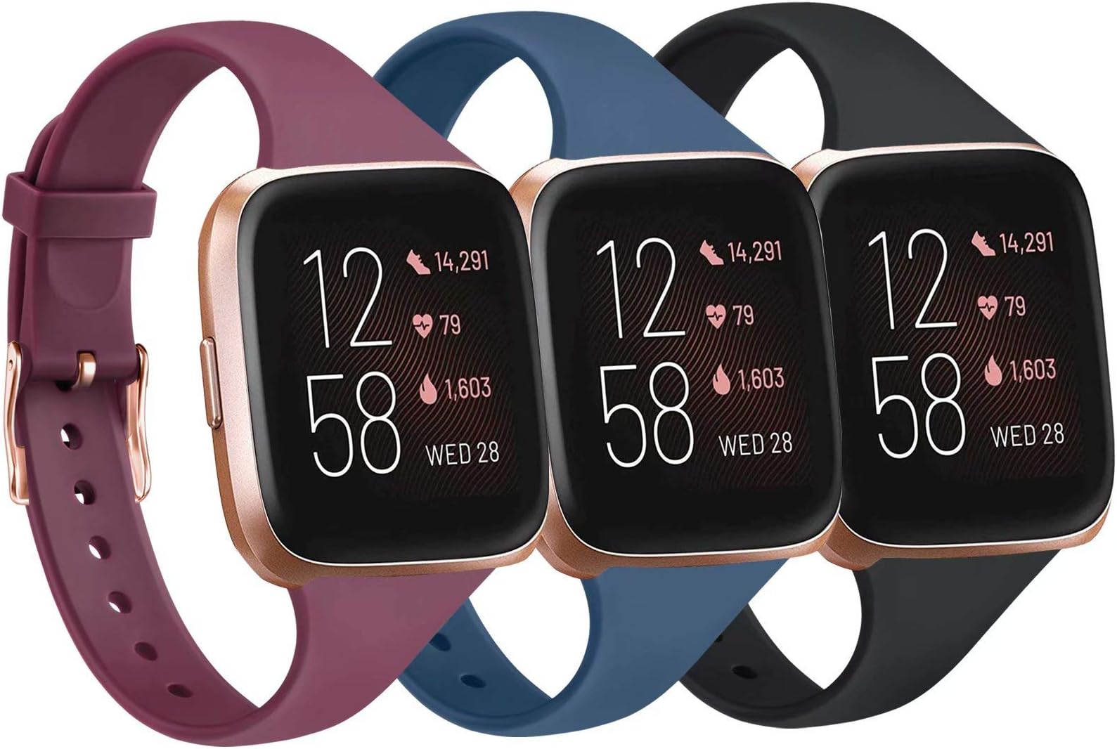 Amazon.com: Tobfit Pack 3 Slim Bands Compatible with Fitbit Versa 2 ...
