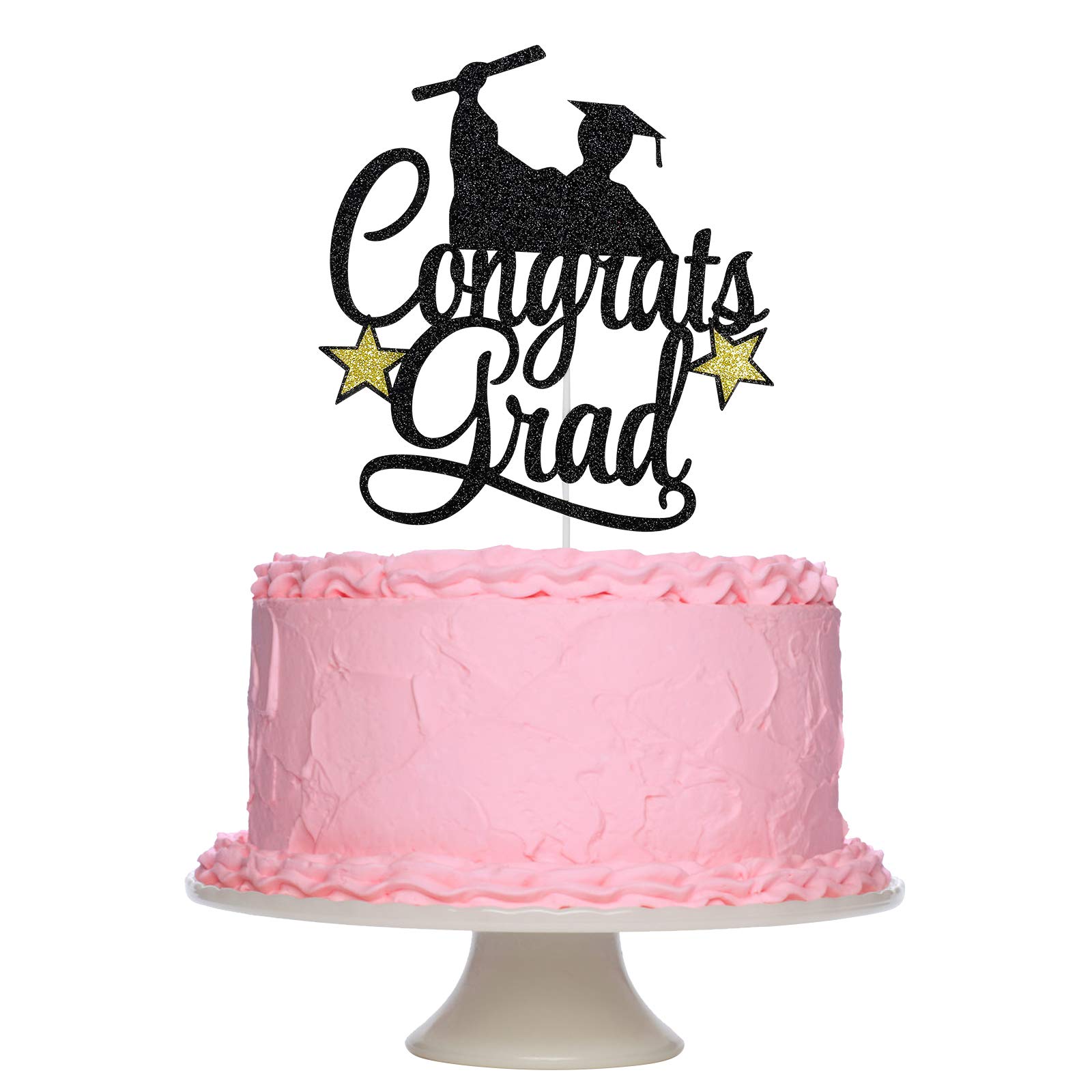 Buy Boys 2021 Graduation Cake Topper, Black Glitter Congrats Grad ...