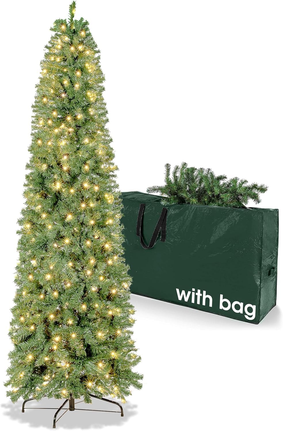 Amazon.com: YOOVEE Slim Pre-Lit Pencil Christmas Tree with Warm LED ...