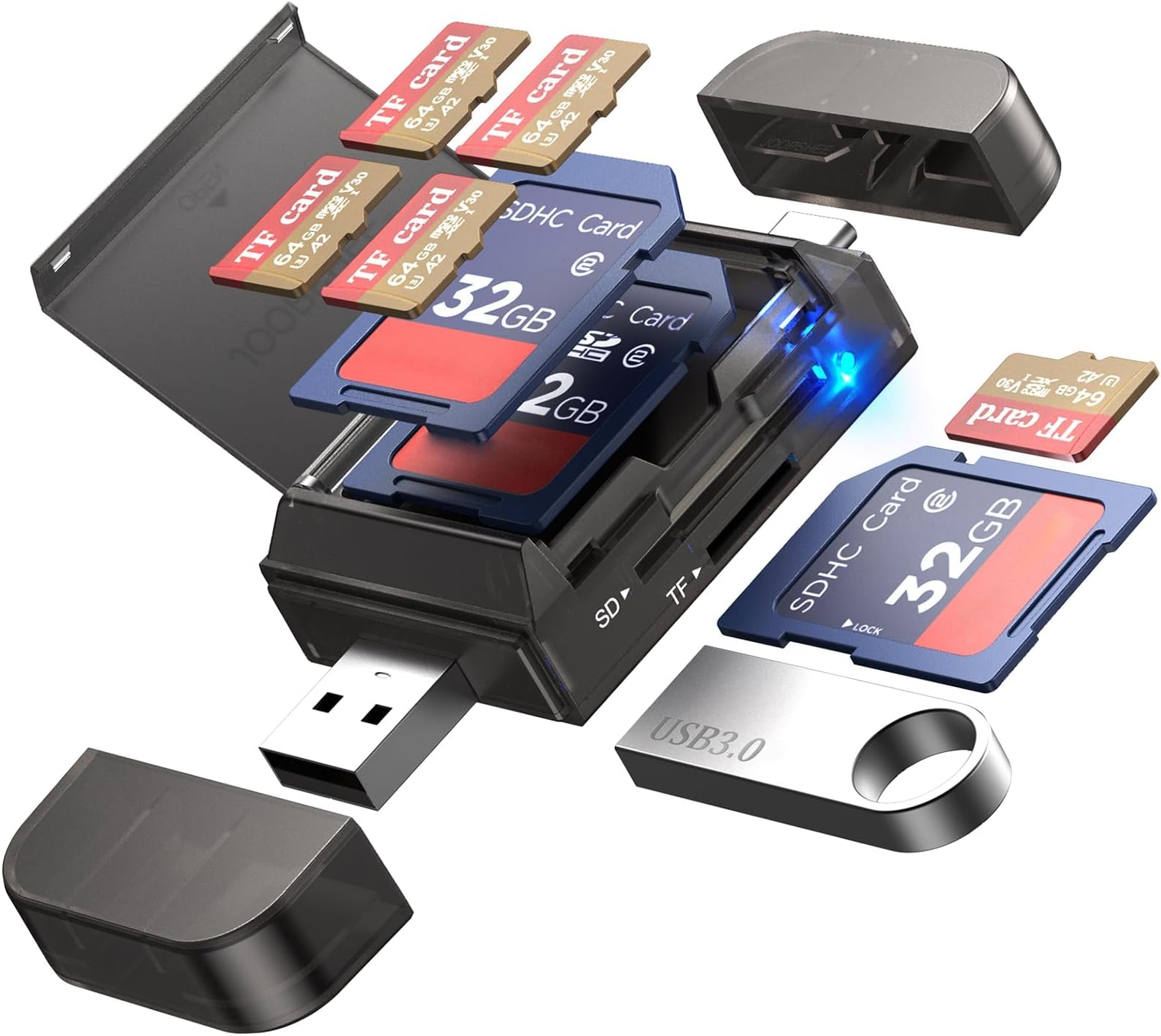 BUDI multifunctional 9-in-1 data cable with card reader OTG adapter C ...