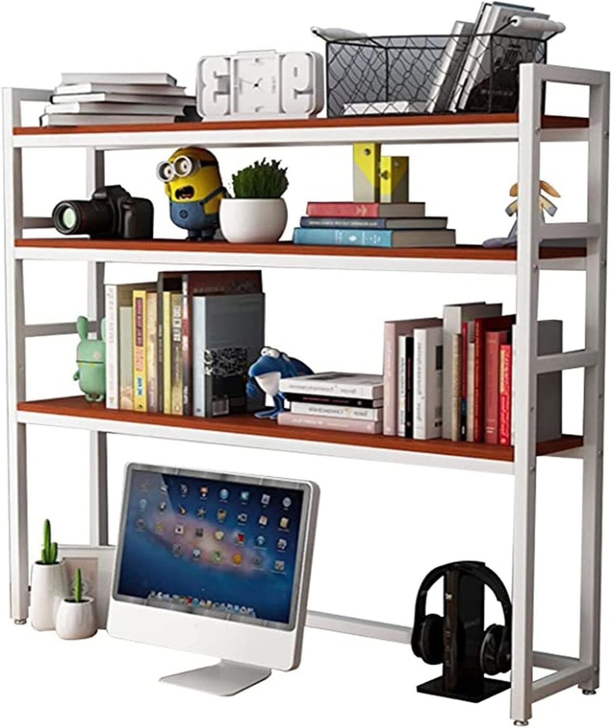 Amazon.com: GANDUS Desktop Bookshelf Desktop Bookcase for Computer 3 ...