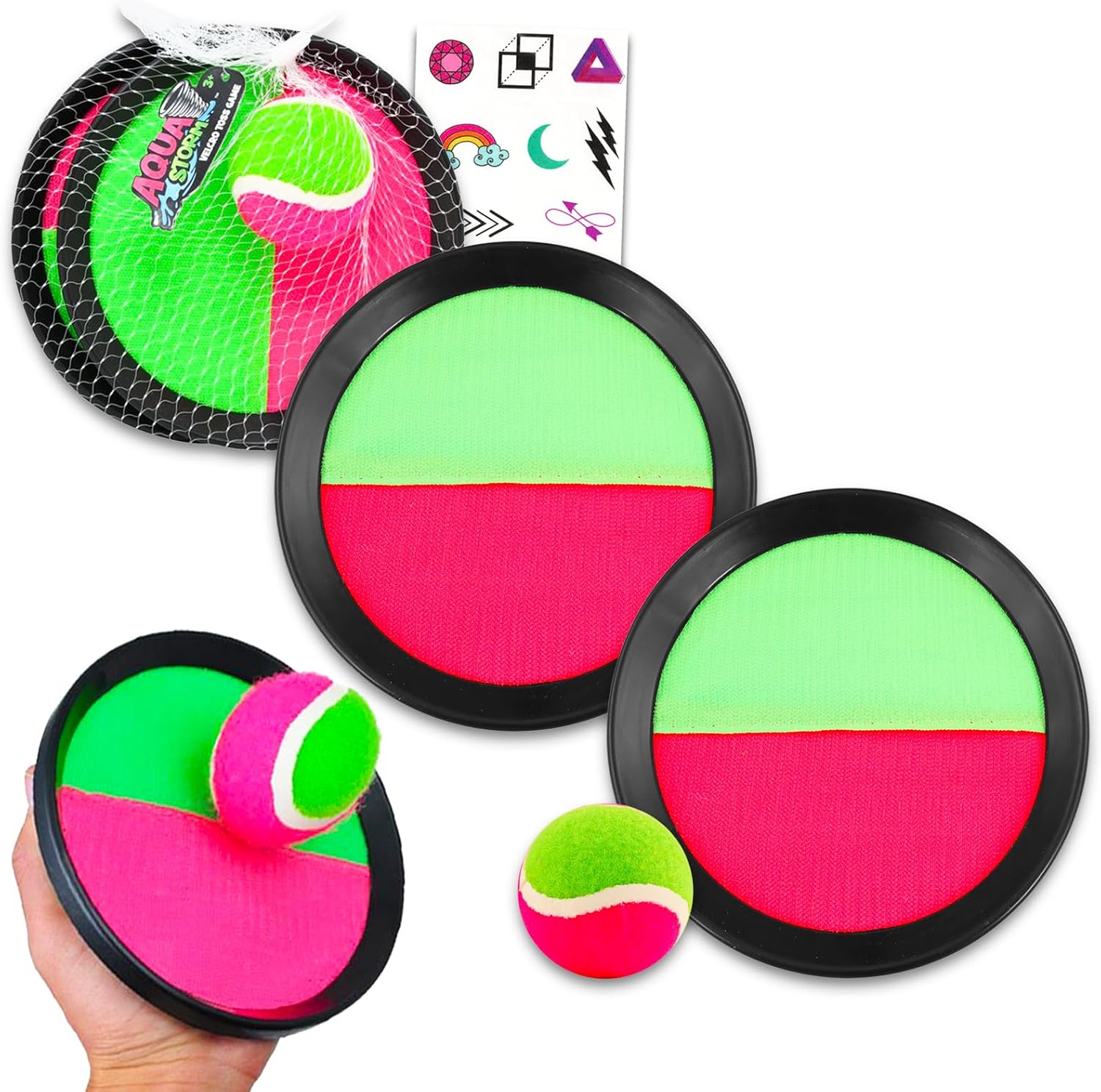 Amazon.com: Game Party Toss and Catch Outdoor Set for Kids - Includes 2 ...