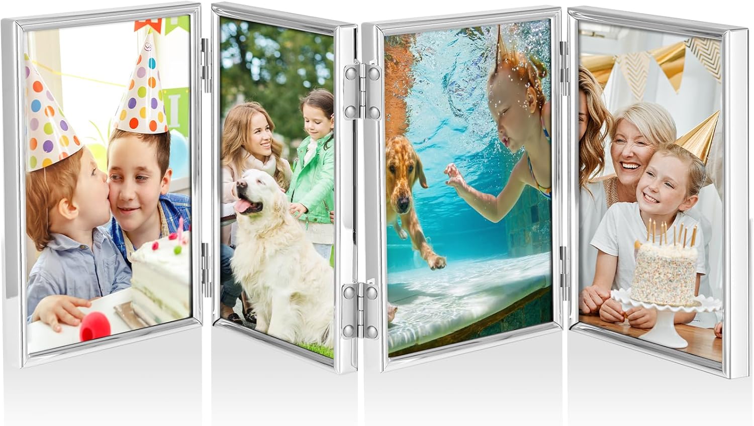 Amazon.com - Sintuff 4 Folding 4 x 6 Hinged Picture Frame Silver Metal ...