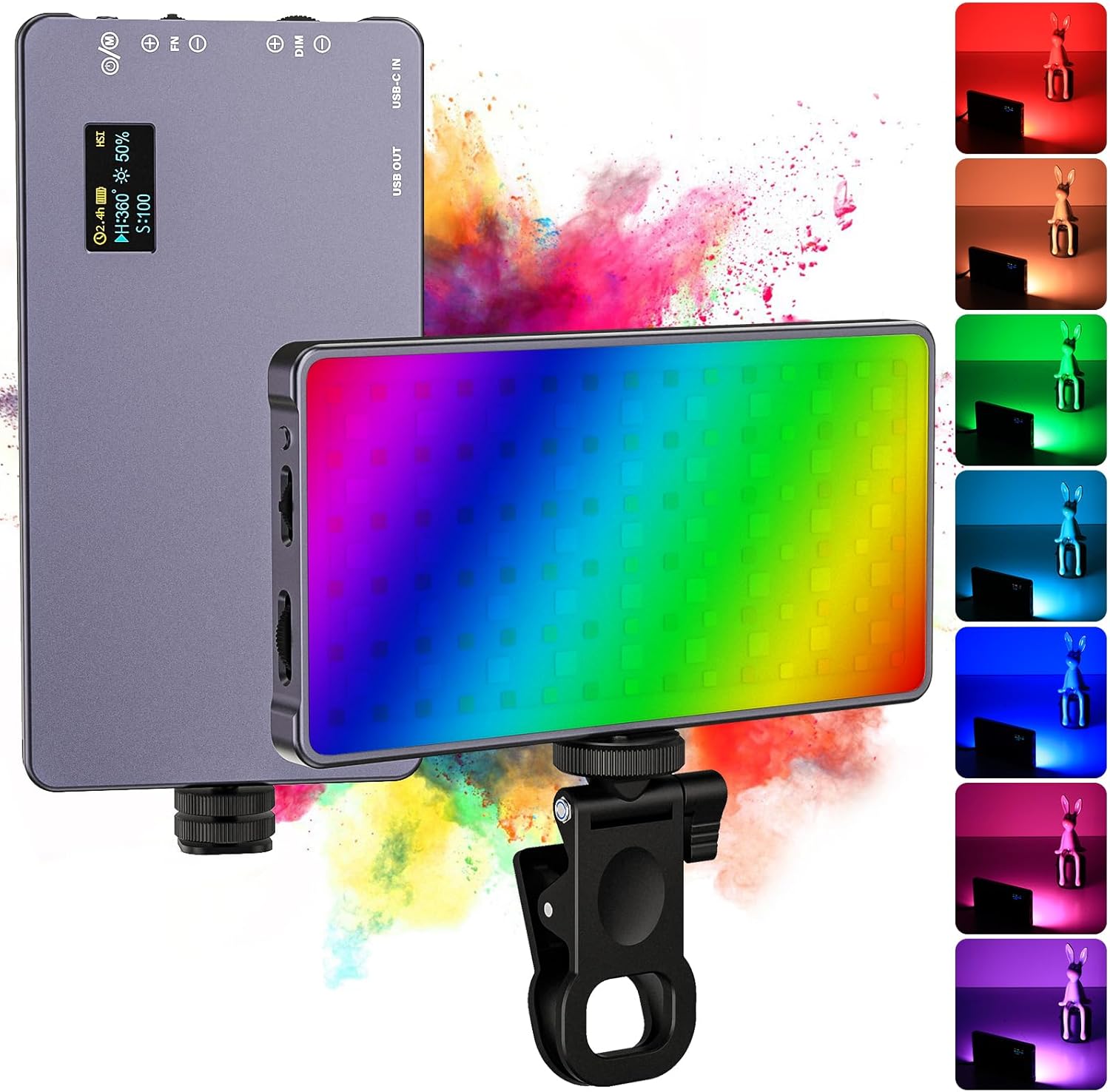 Heysliy RGB Video Light, Camera Light Panel,Portable Light Photography ...
