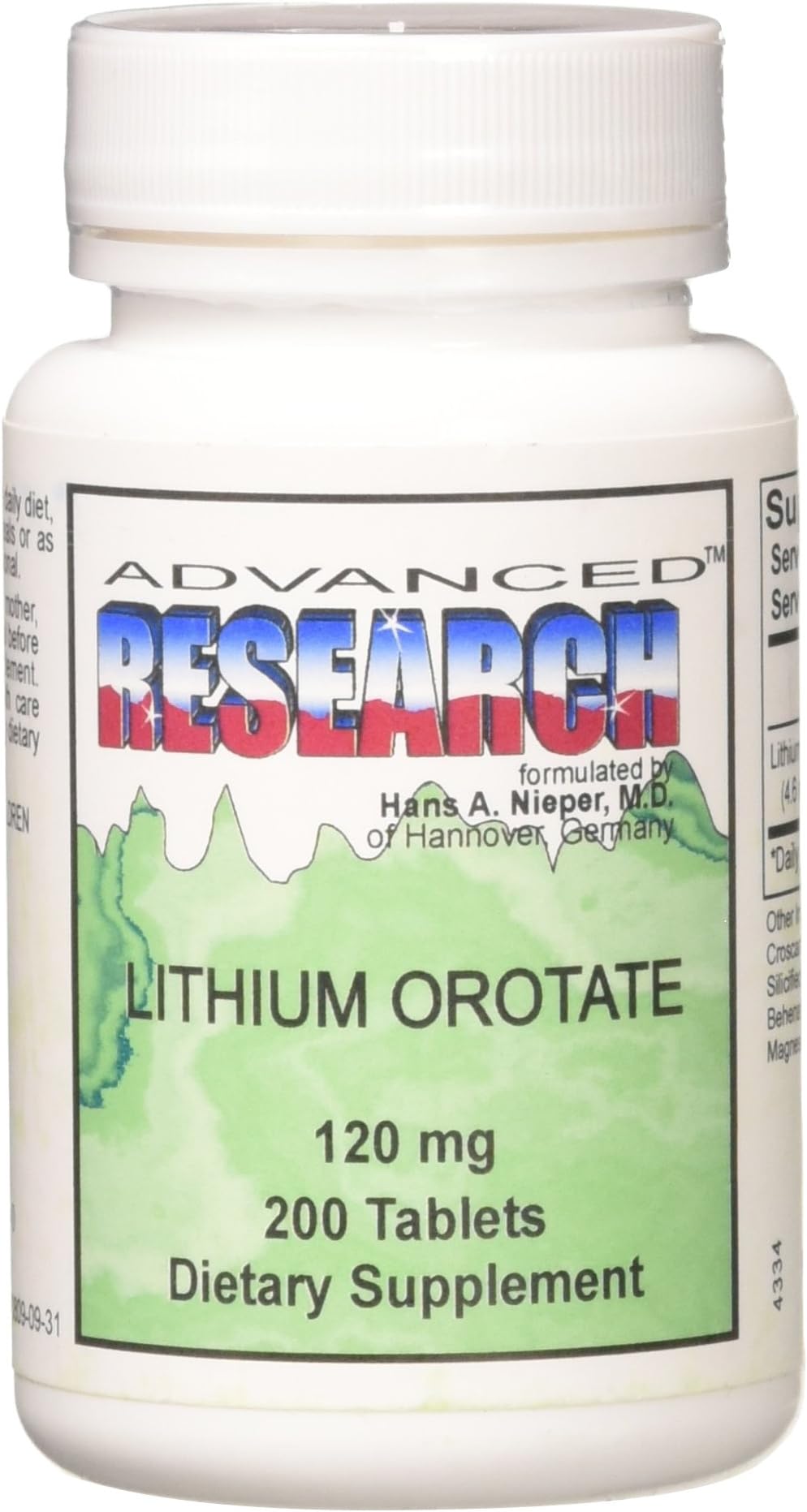 Amazon.com: NCI Advanced Research Dr. Hans Nieper Lithium Orotate Tablets, 120 mg, 200 Count ...