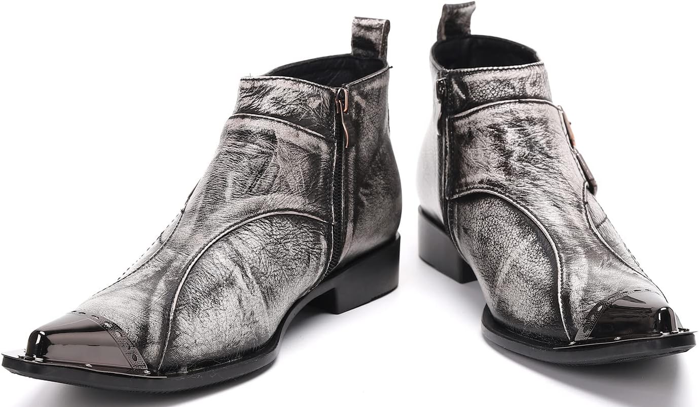 Santimon Mens Chelsea Boots Dress Casual Party Disco Cowboy Western ...