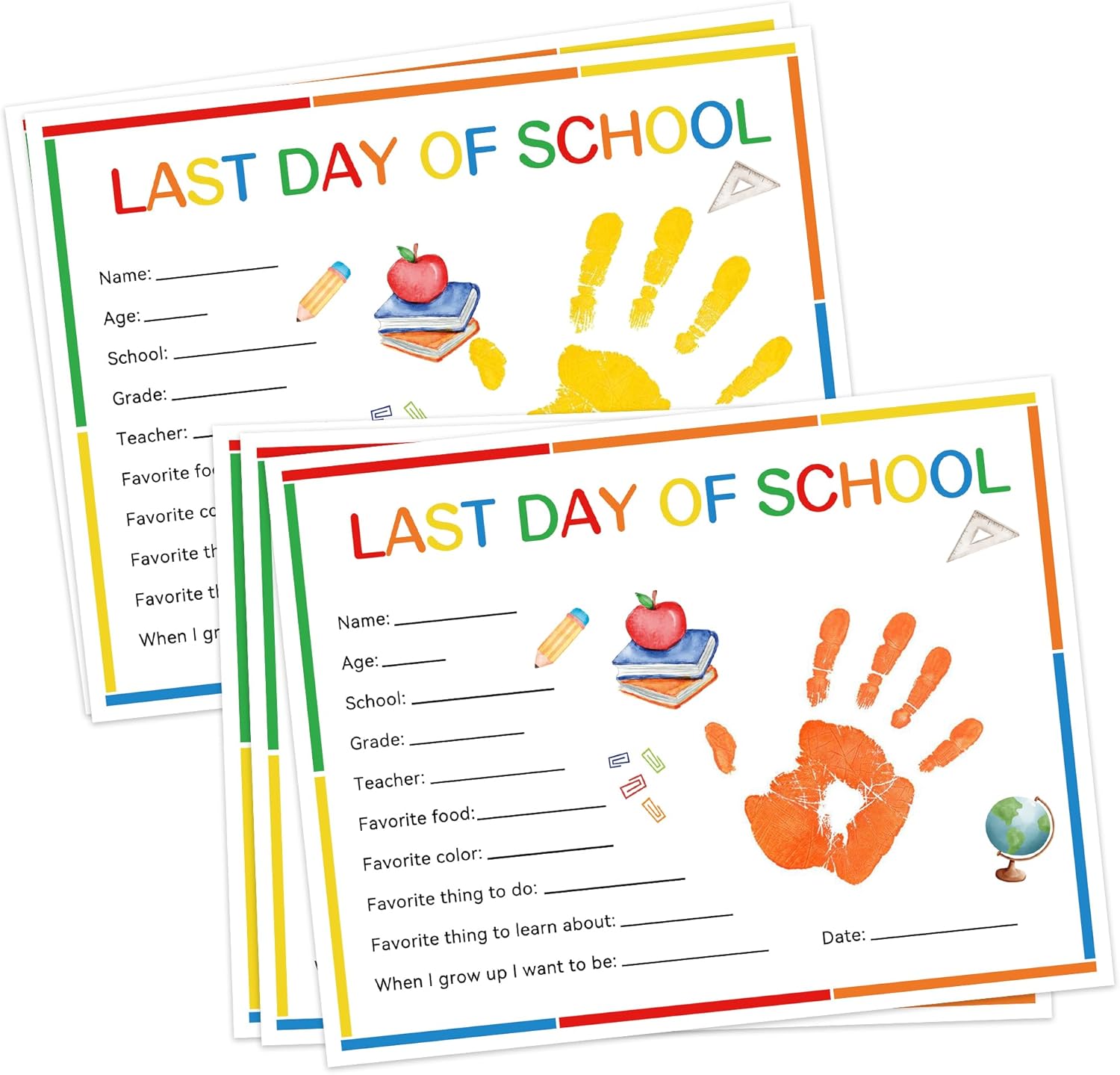 Amazon.com: NZSXU Last Day Of School Handprint Craft Kit, 10 Bulk ...
