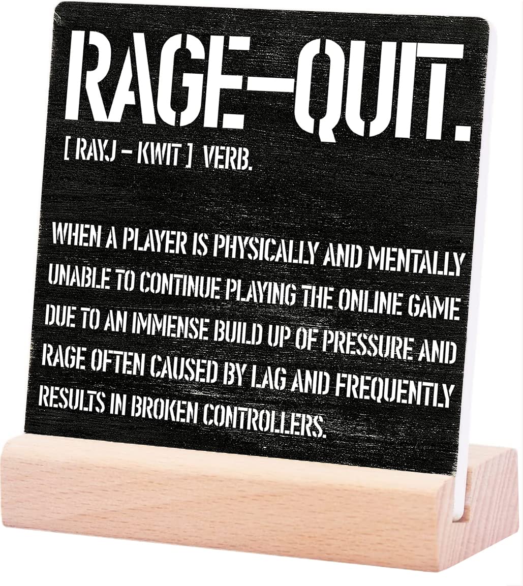 Amazon.com: Funny Player Ceramic Table Sign Plaque Rage-Quit When a ...