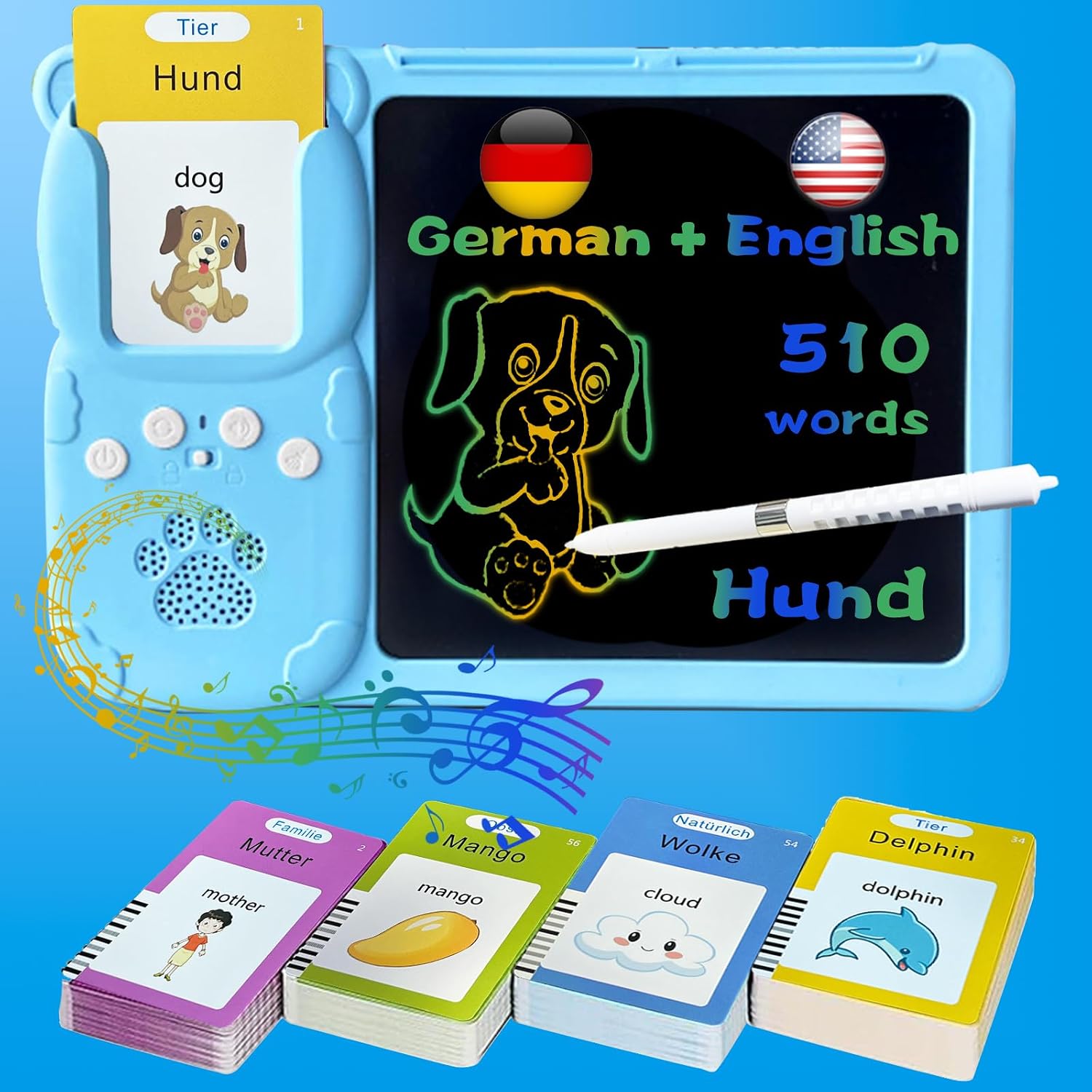 Amazon.com: HALCONTORNO Drawing Writing Tablet for Toddlers - Talking ...