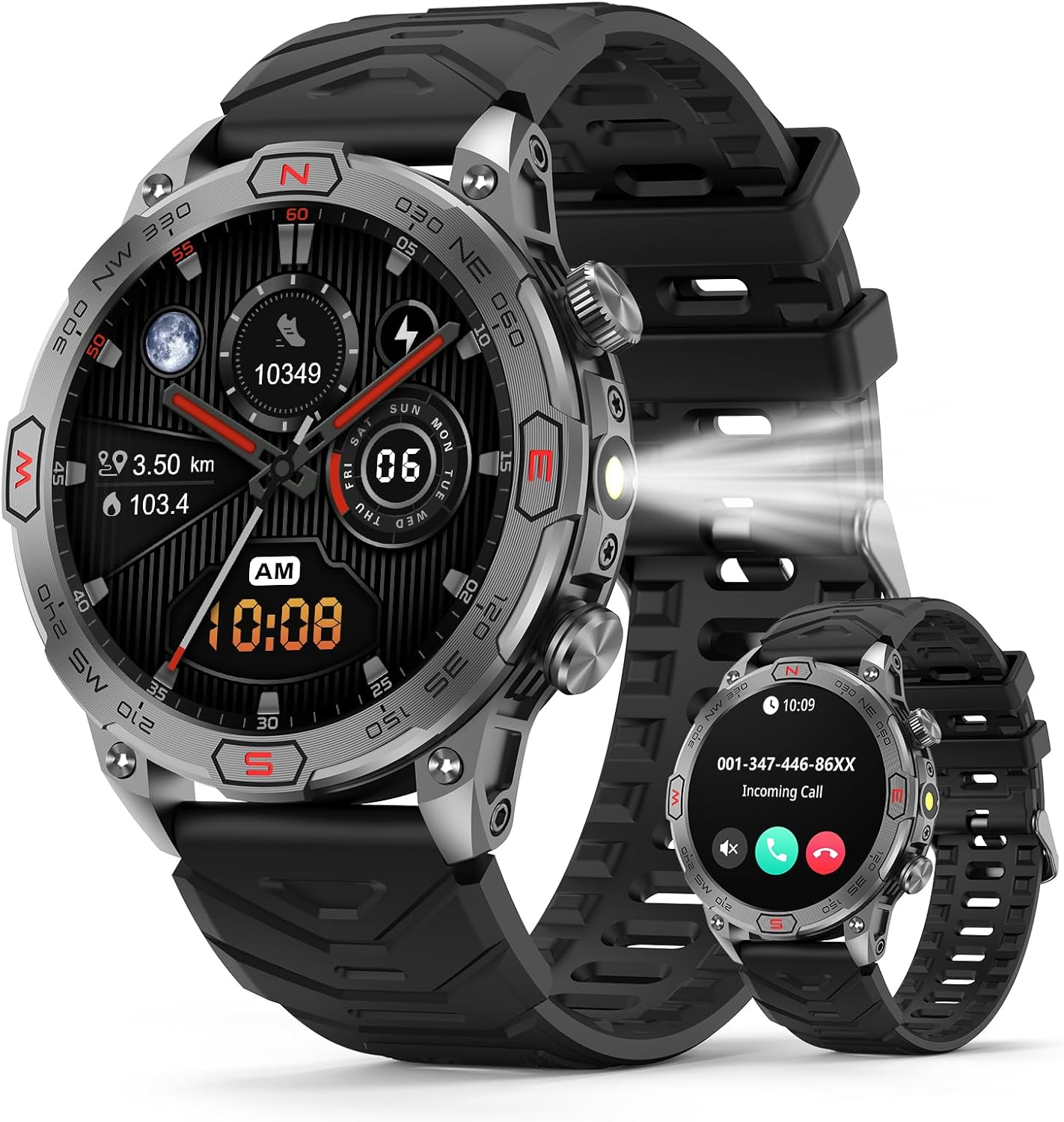 Amazon.com: SOUYIE Smart Watch for Men with LED Flashlight, 1.43 ...