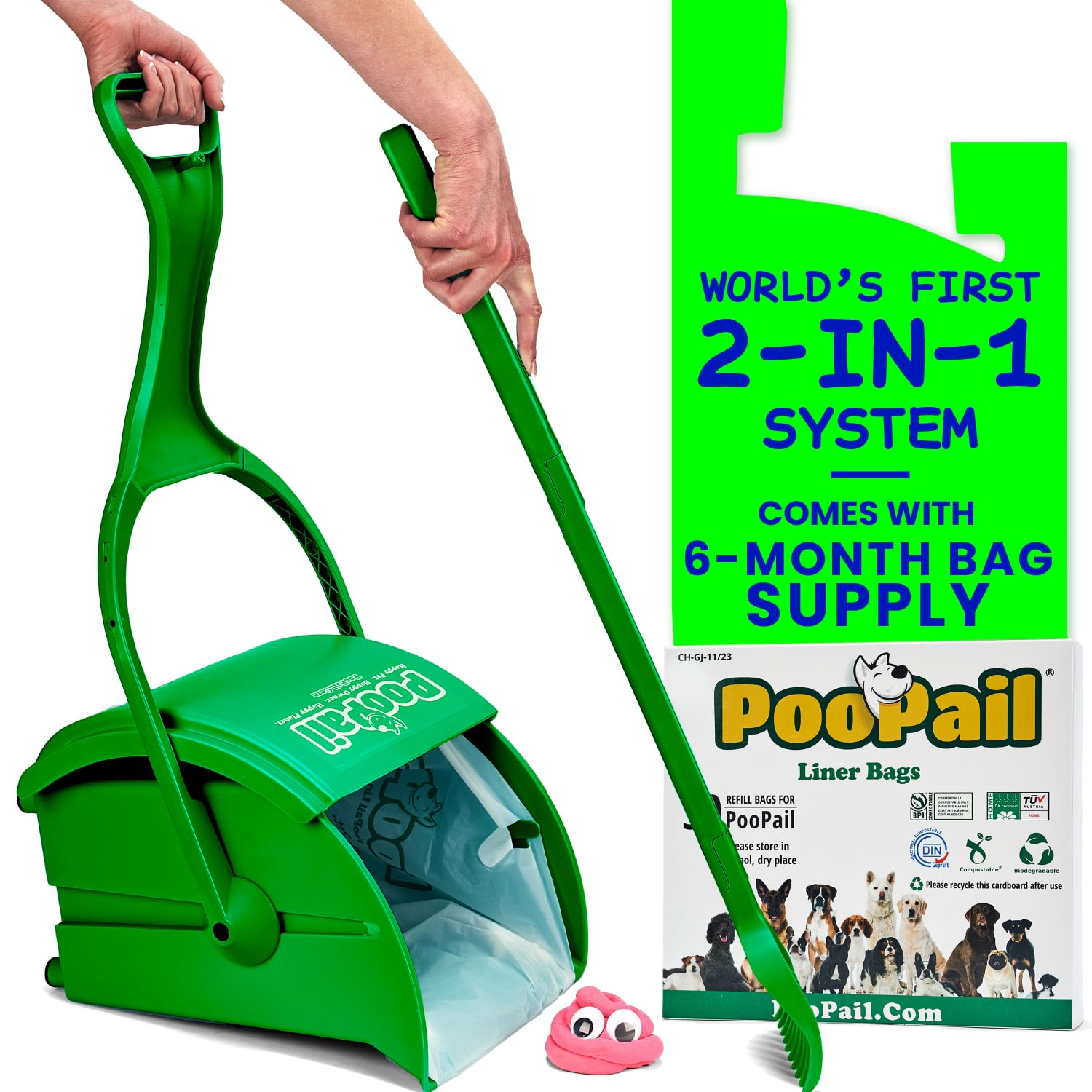 PooPail - Tall with Wheels, 2-in-1 Backyard Dog Poop Solution, Pooper ...