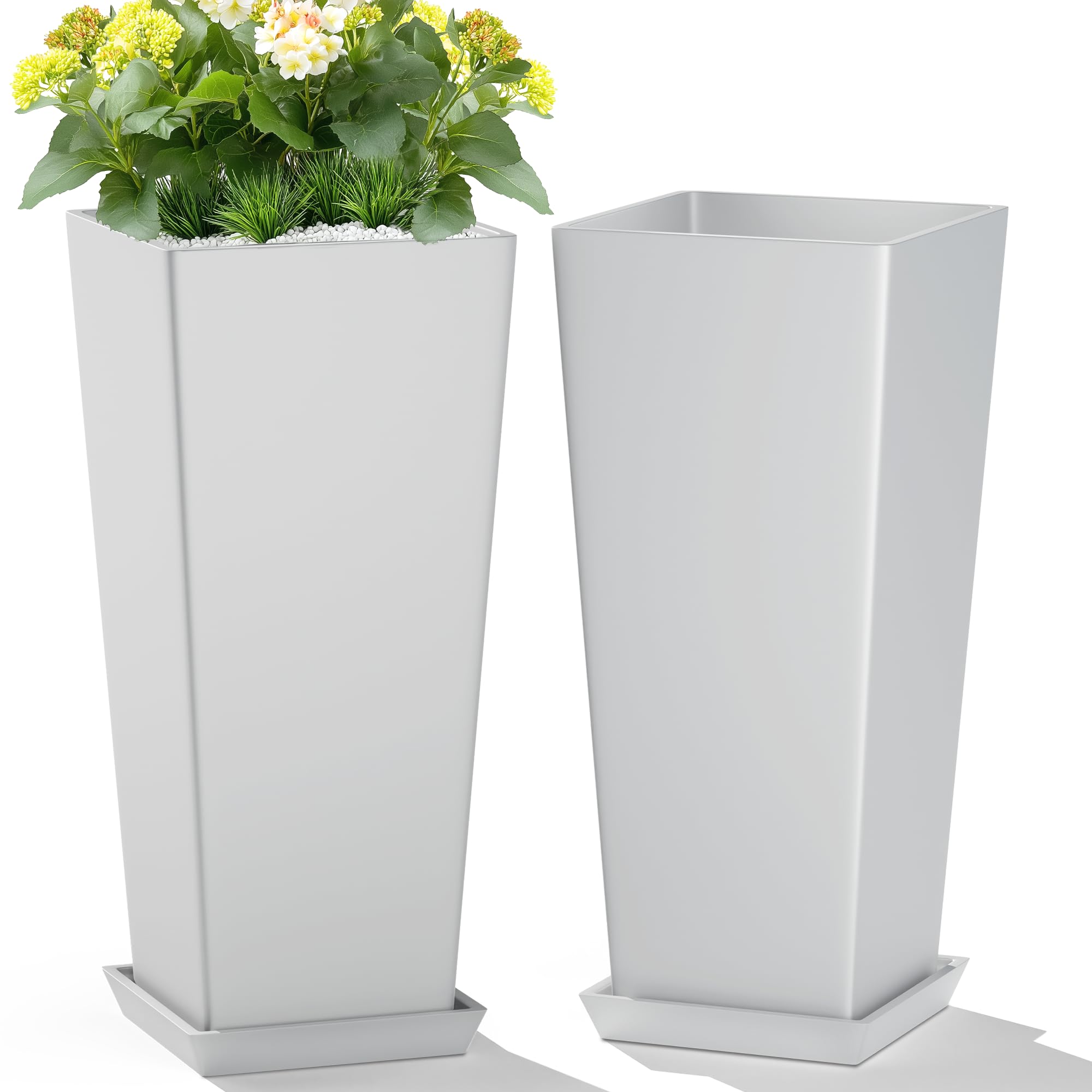 Amazon.com : TUYOHW Set of 2 Large Tall Planter for Indoor or Outdoor ...