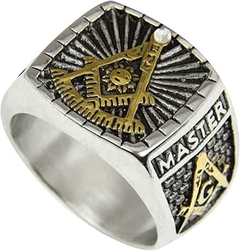 T113 Masonic Past Master Ring Mason Freemason Master of The Lodge Blue ...