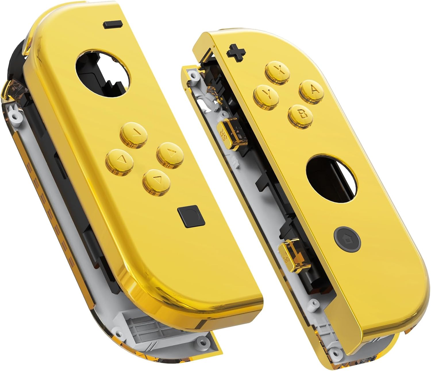 eXtremeRate Chrome Gold Joycon Handheld Controller Housing with Full ...