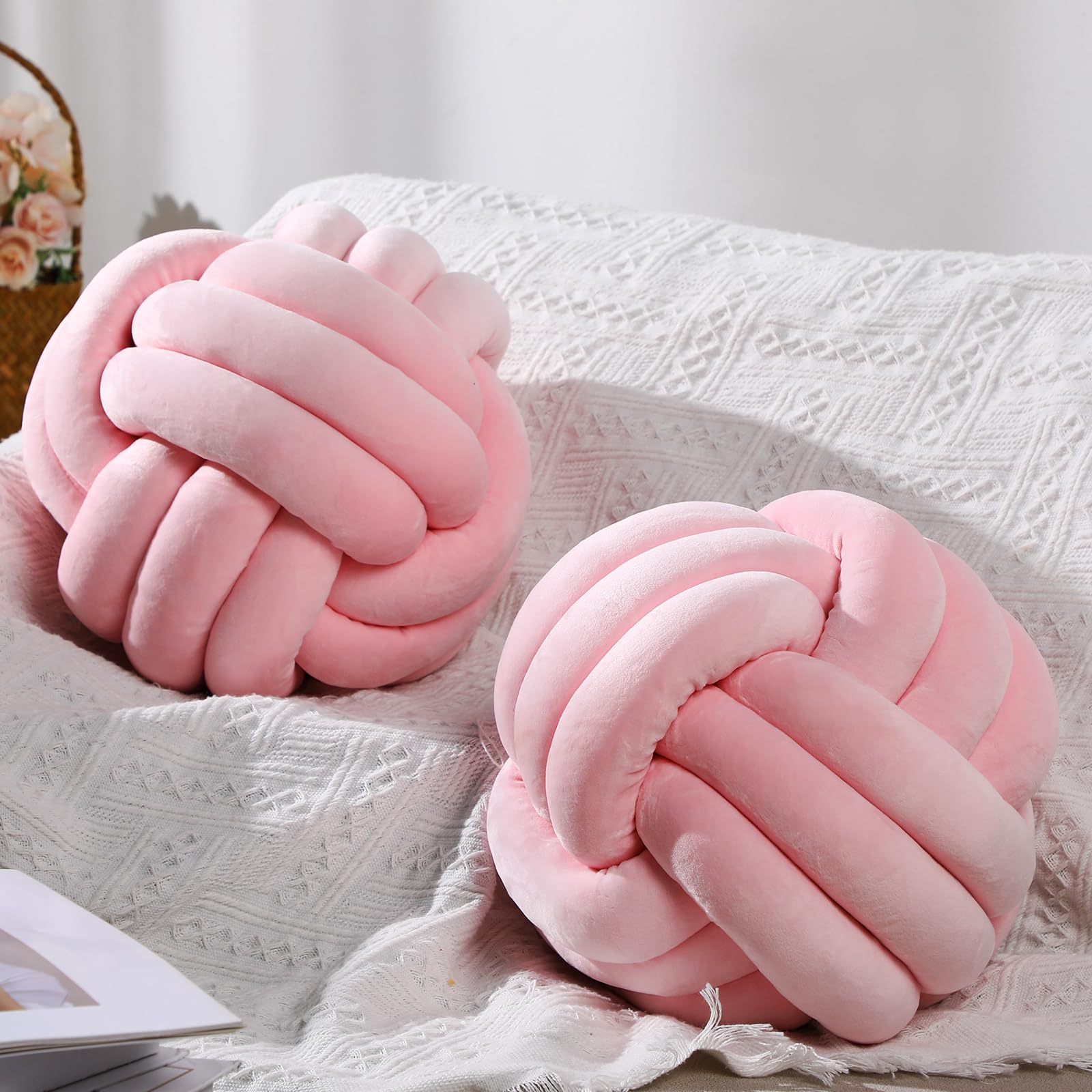 Amazon.com: Namalu 2 Pieces Plush Knot Ball Pillows Decorative Round ...