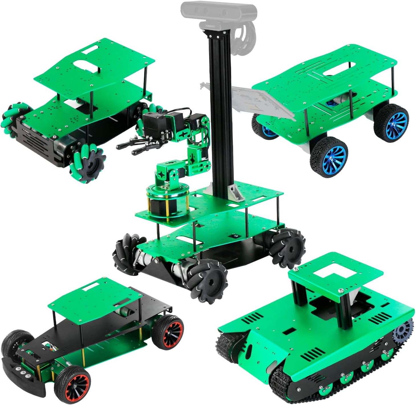 Yahboom Robot Aluminum Alloy Car Chassis with 80mm Mecanum Wheel 6DOF Robotic Arm for Raspberry ...