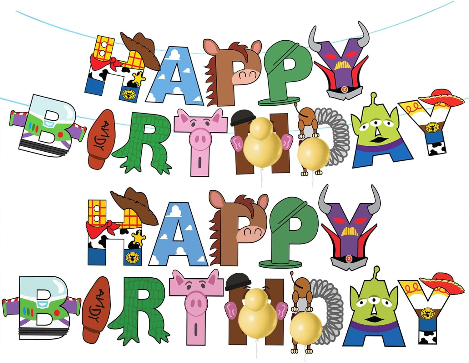Amazon.com: Toys Happy Birthday Banner for Story Birthday Decorations ...