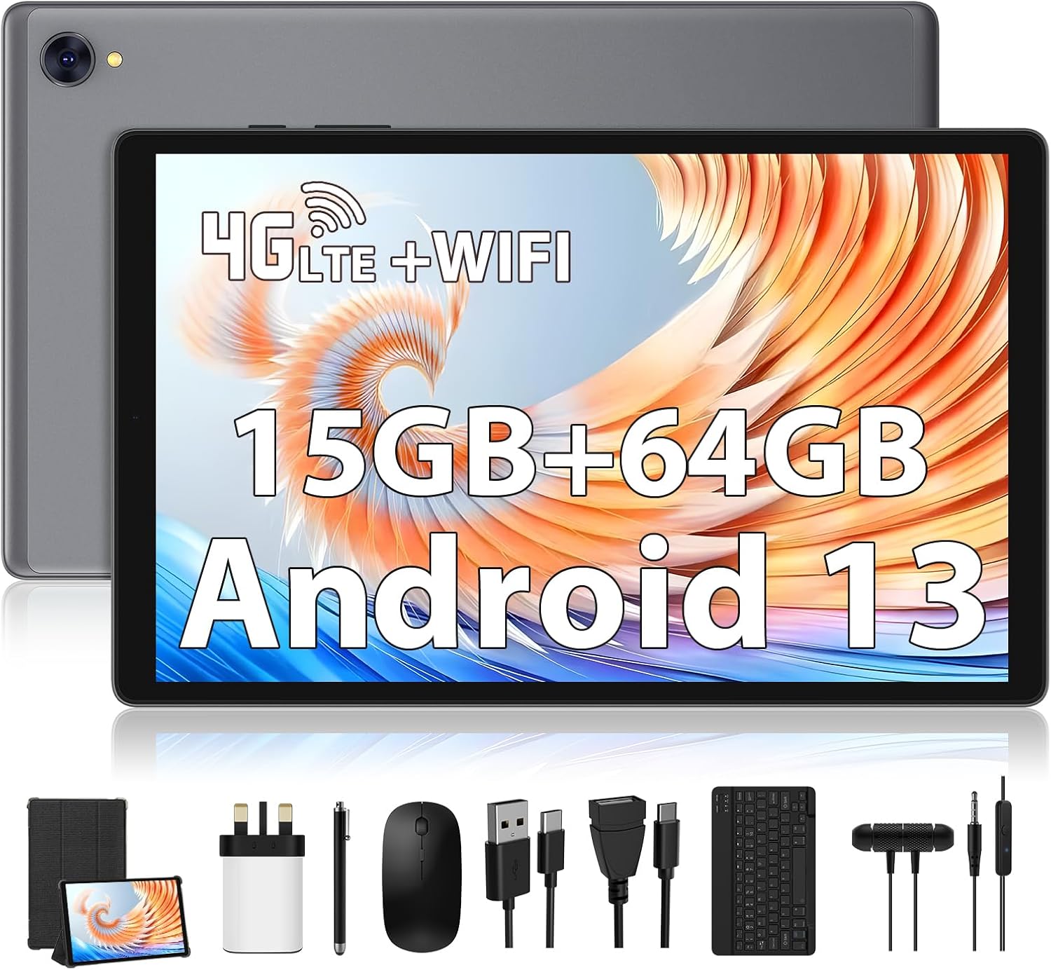 TOSCiDO Android 13 Tablet 10 Inch,8Core 2.0Ghz,WiFi+4G LTE/SIM, 15GB ...
