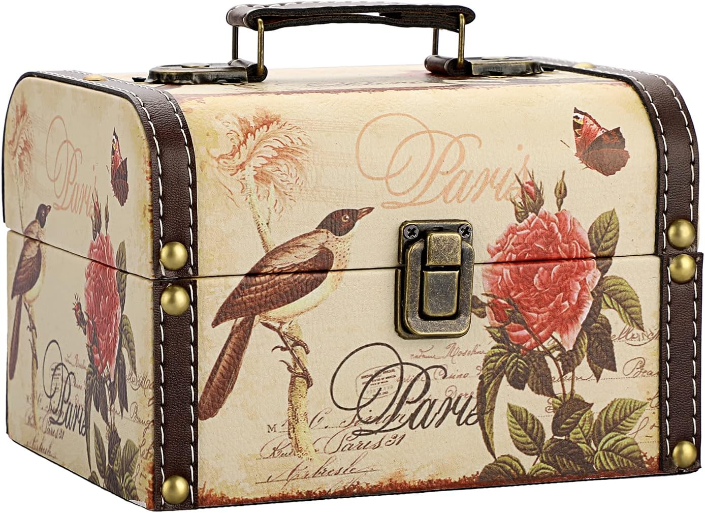 Amazon.com: ELLDOO Decorative Treasure Chest Box, Wooden + PU Leather ...