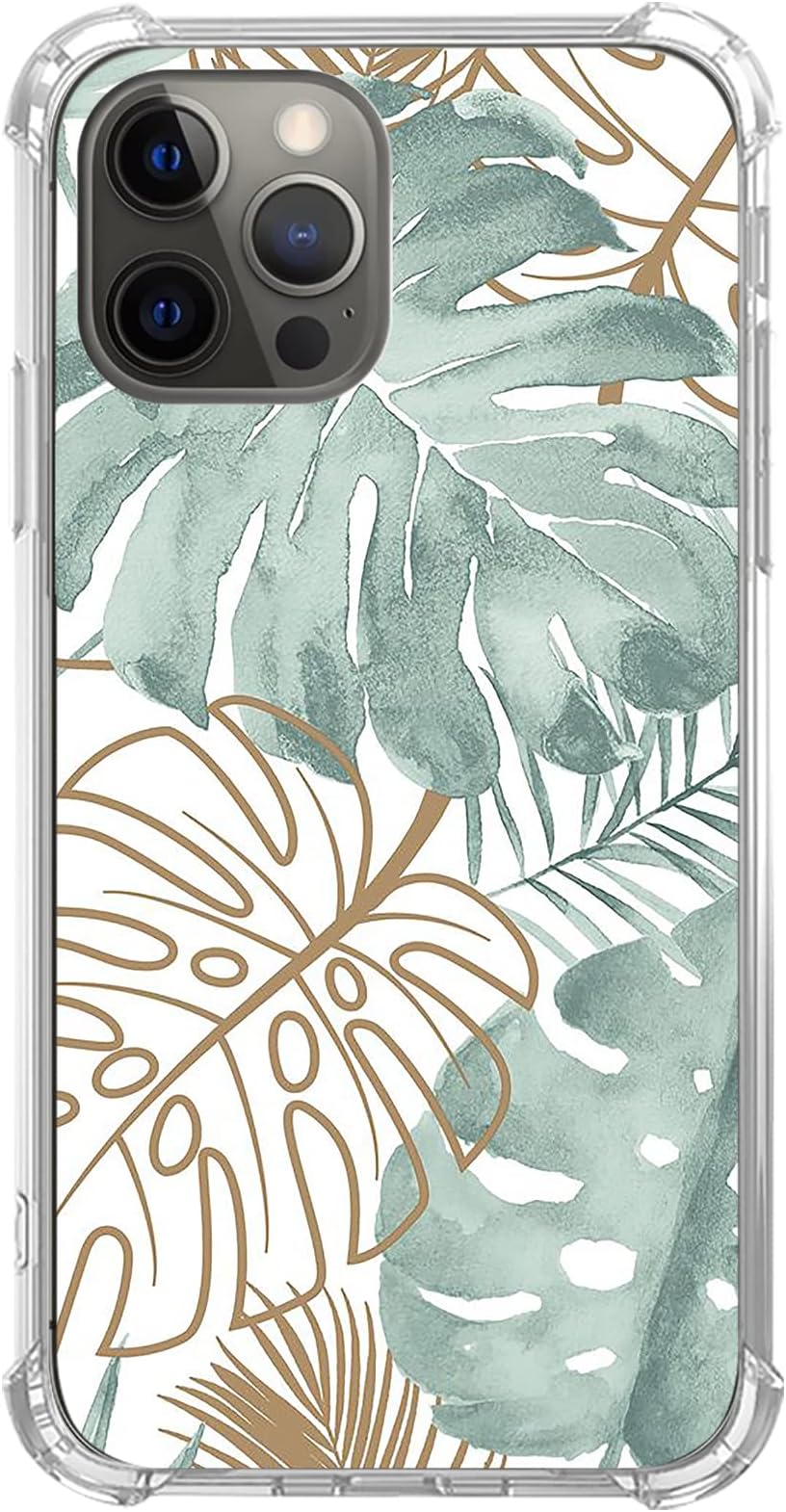 Amazon.com: Qivtpjkrin Green Gold Leaves Phone Case Compatible with ...