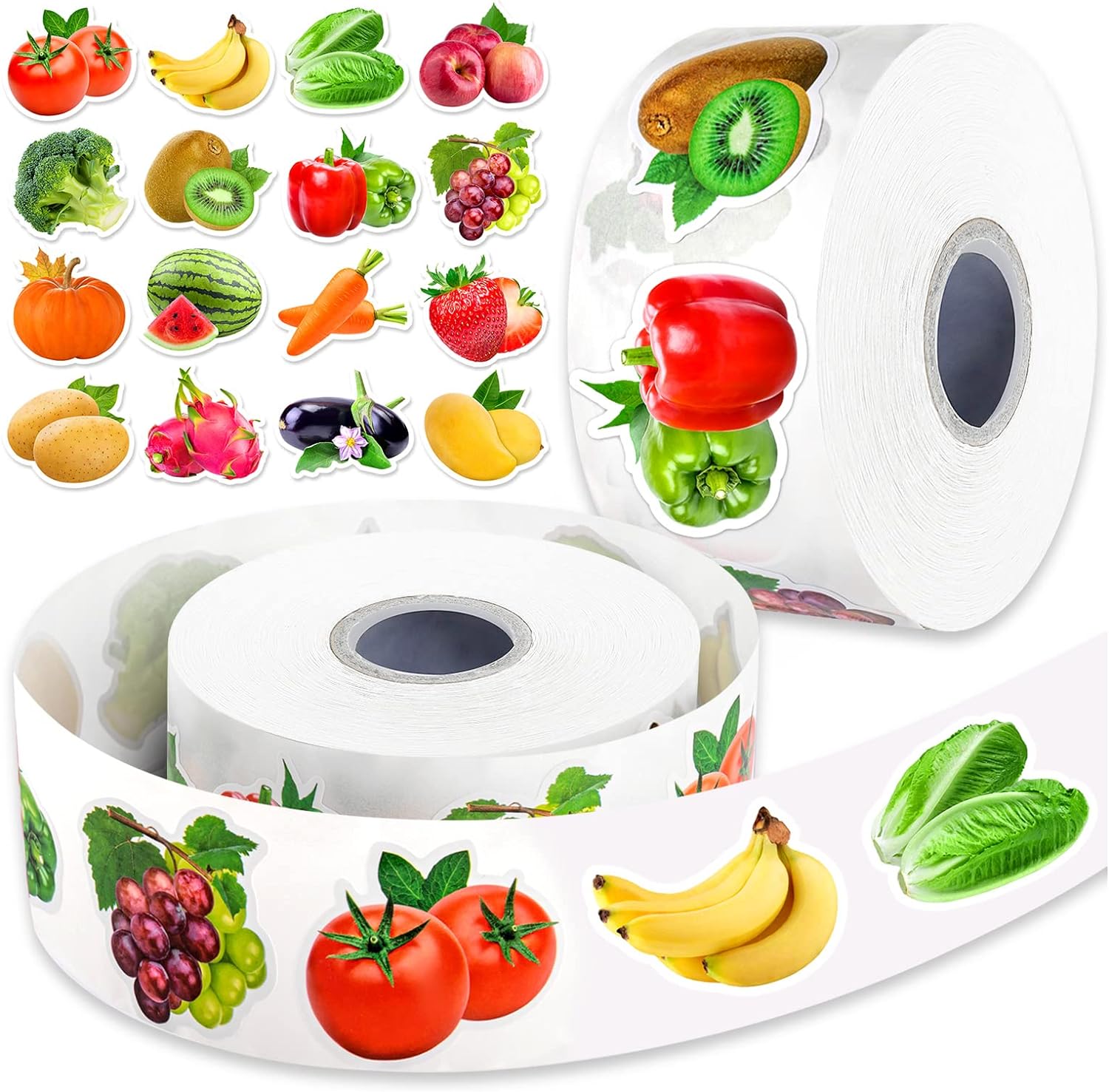 Amazon.com: 1200Pcs Fruit Vegetable Stickers, Cute 16 Styles Food ...