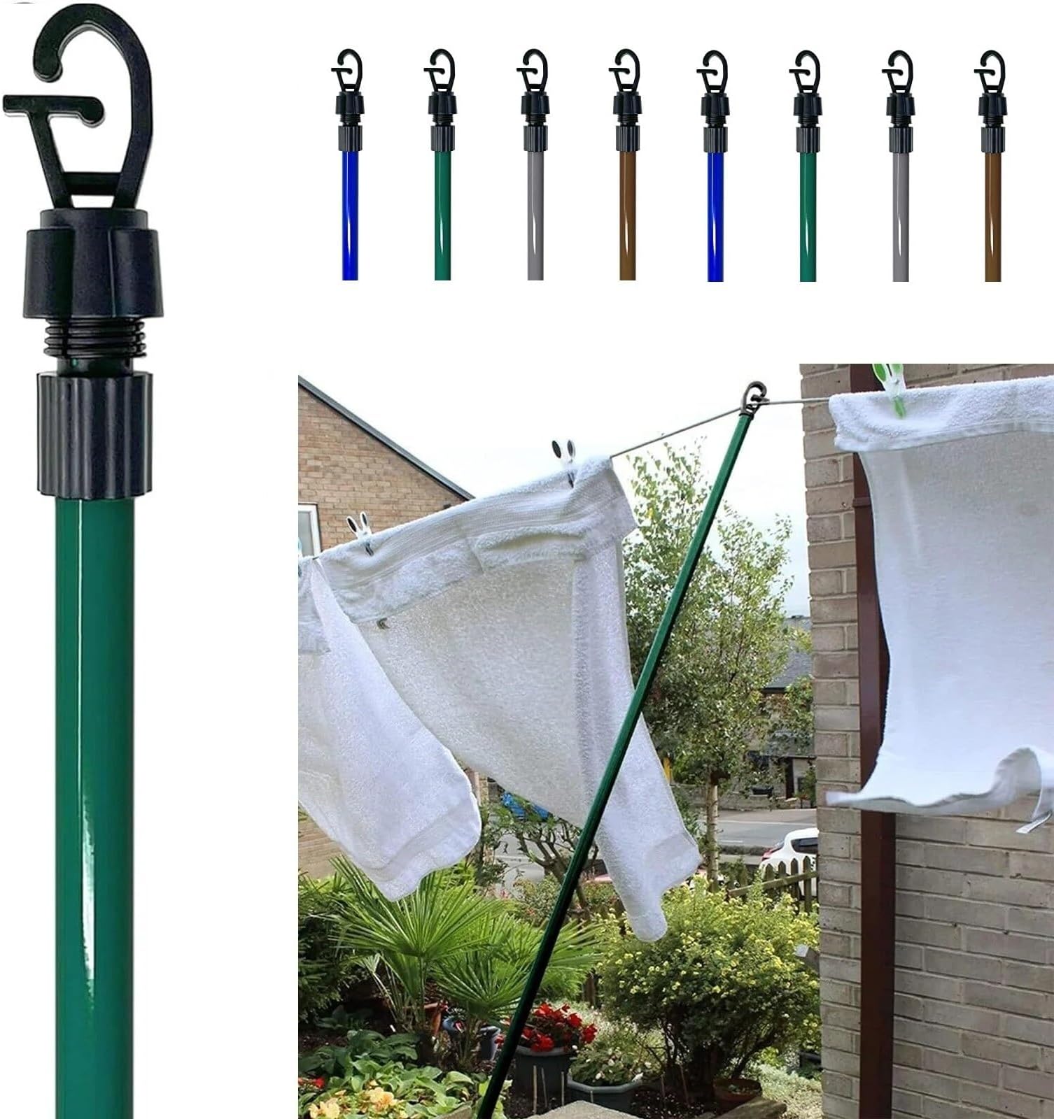 2.4M Heavy Duty Telescopic Clothesline Prop Washing Line Prop for ...