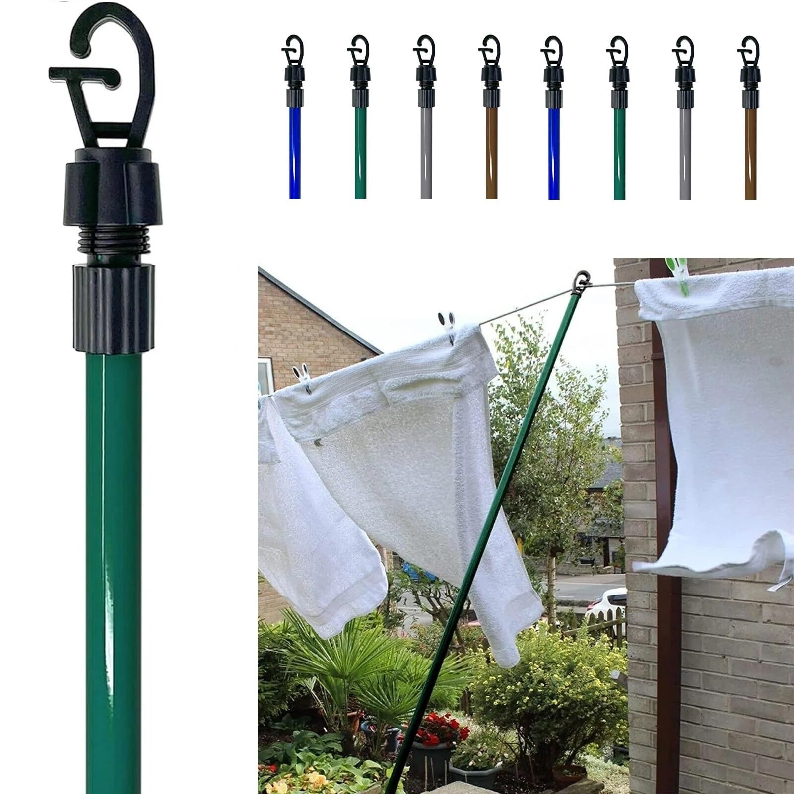 2.4M Heavy Duty Telescopic Clothesline Prop Washing Line Prop for ...