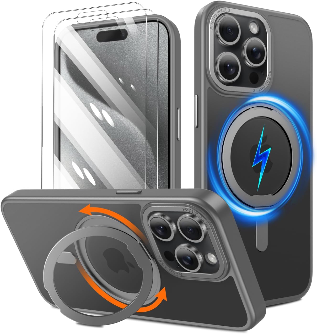 Amazon.com: STERKER 360° Rotatable Ring for Phone 15 Pro Max Case Clear [Compatible with ...