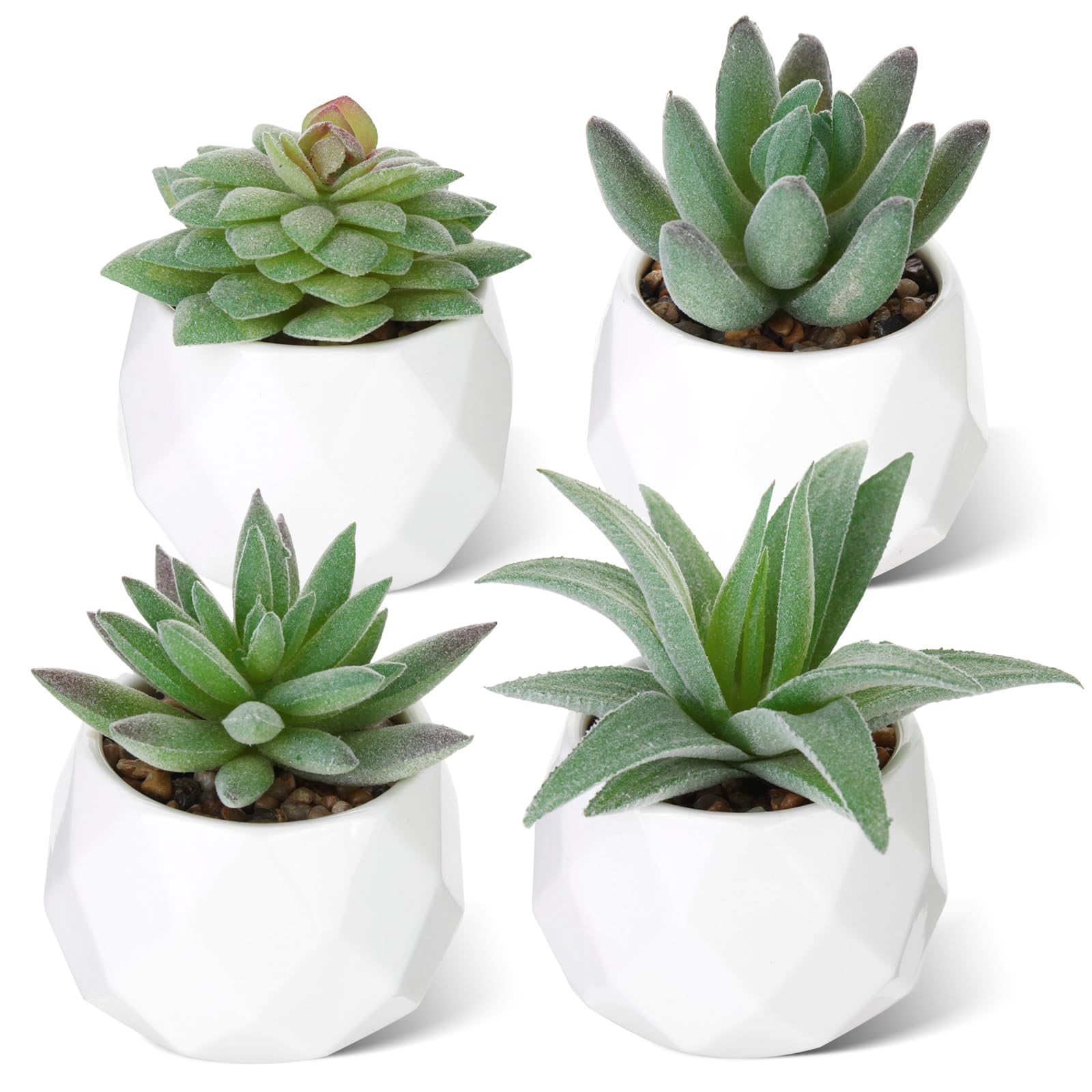 Dribotway Set of 4 Artificial Succulent Plants Mini Fake Succulents ...