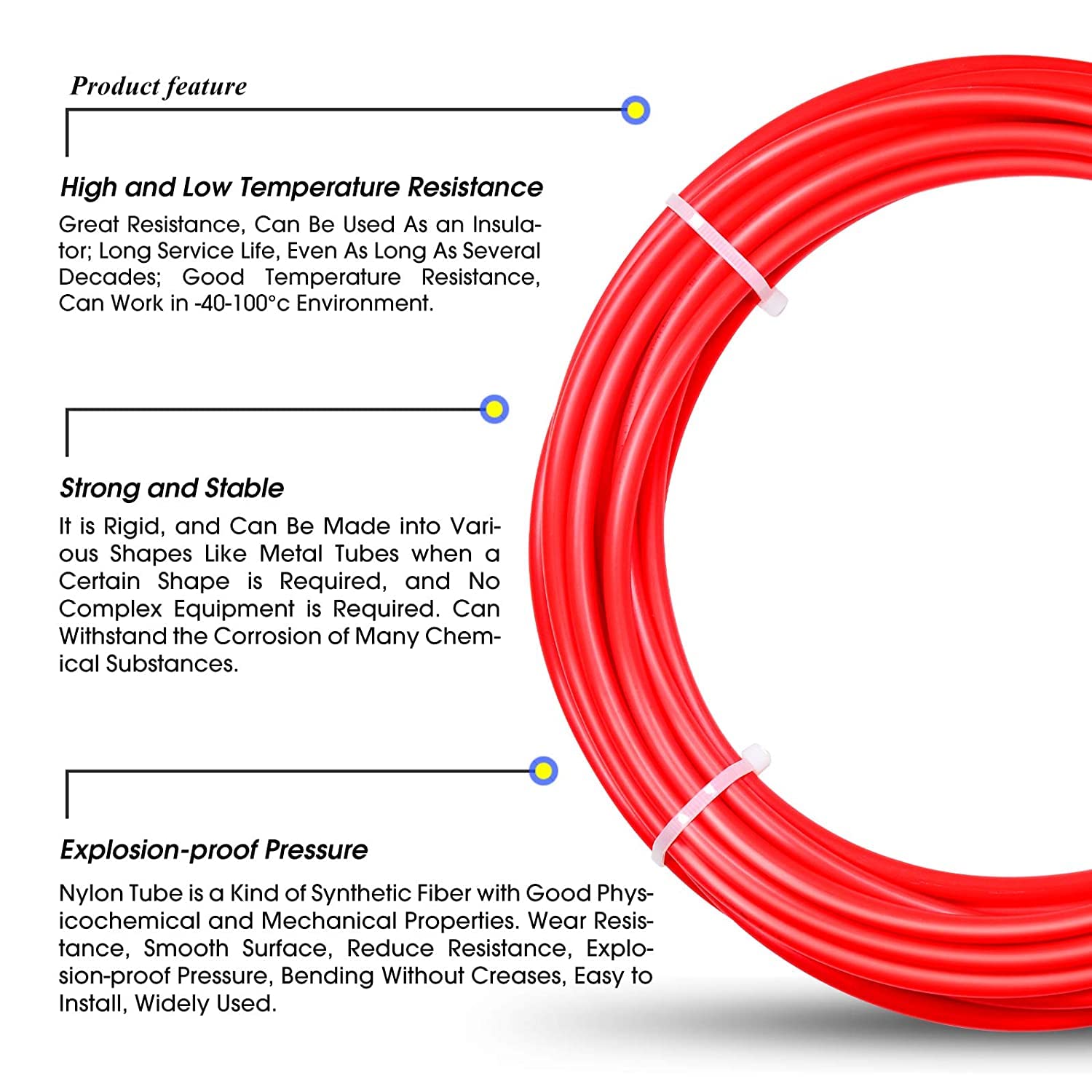 Snapklik.com : TAILONZ PNEUMATIC Red 1/4 Inch Od 10 Meter Nylon Tube 32 ...