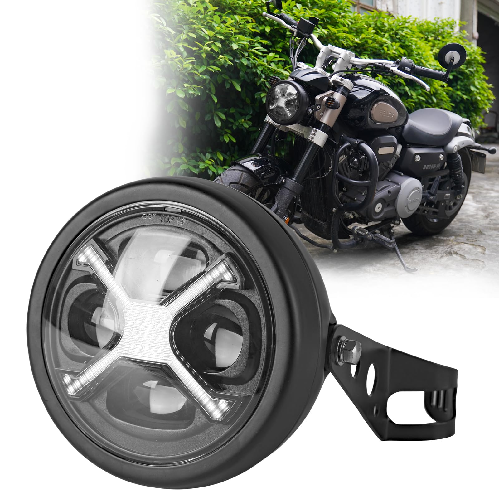 Amazon.com: Riasdy 5 3/4 5.75 Inch LED Motorcycle Round Headlight with ...
