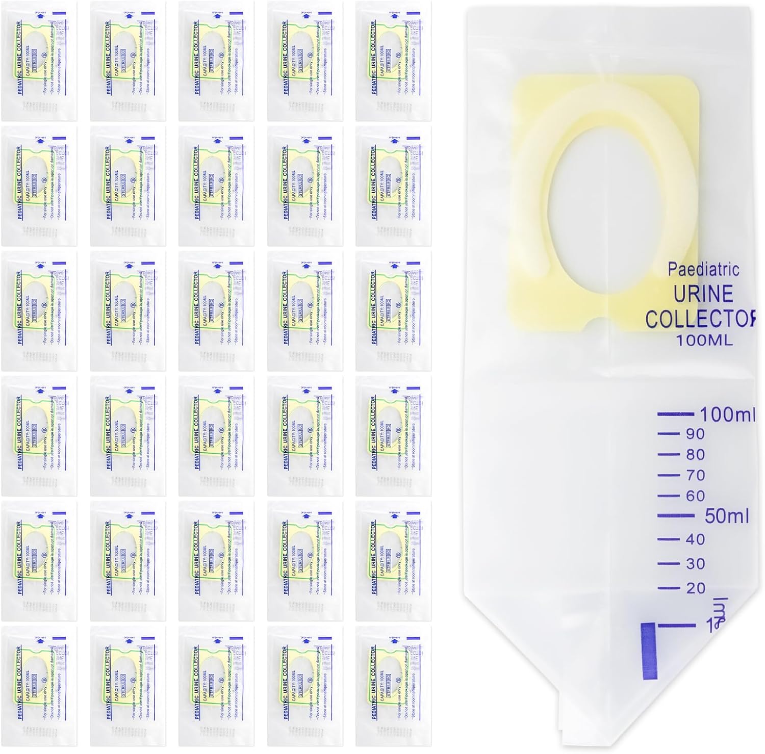 Amazon.com: 30 Pcs Pediatric Urine Bag Collectors, Clear Urine Catcher ...